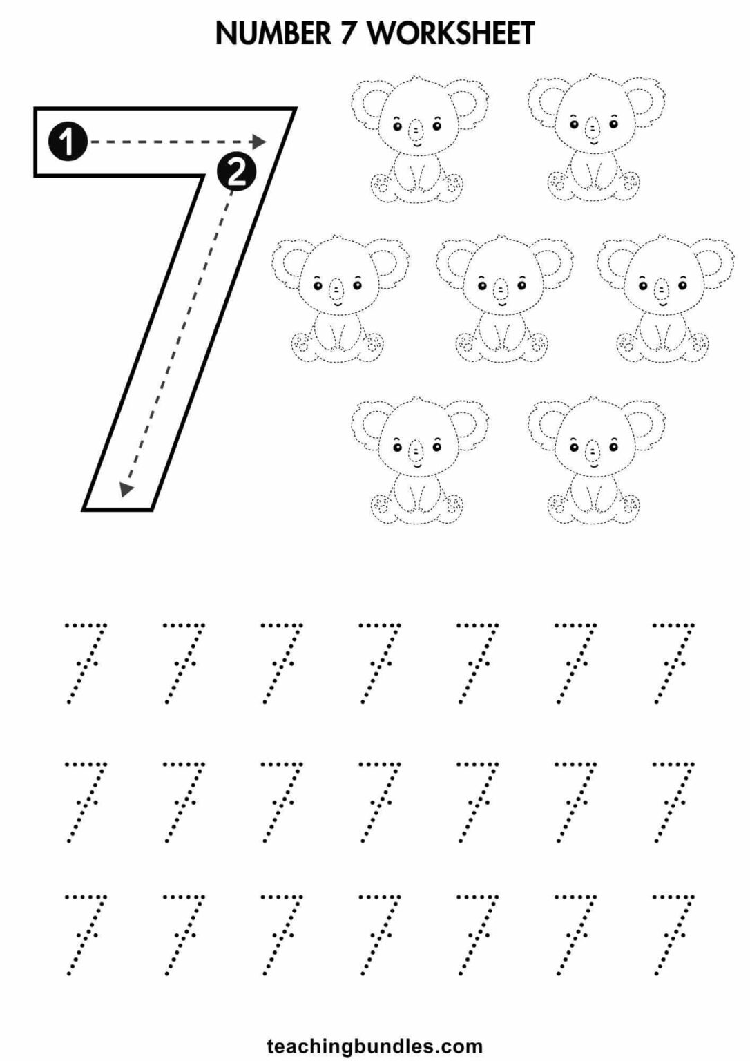 Number 7 Worksheets - Teachingbundles