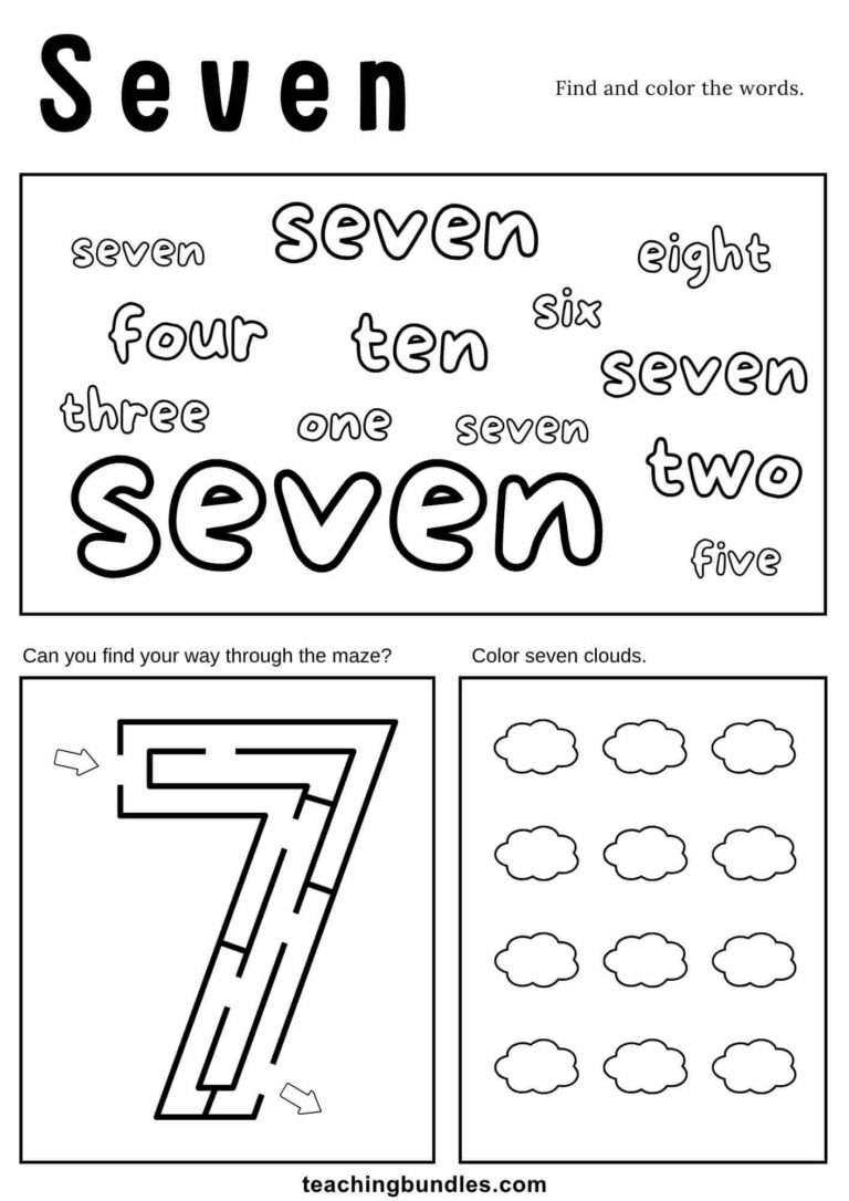 Number 7 Worksheets - Teachingbundles