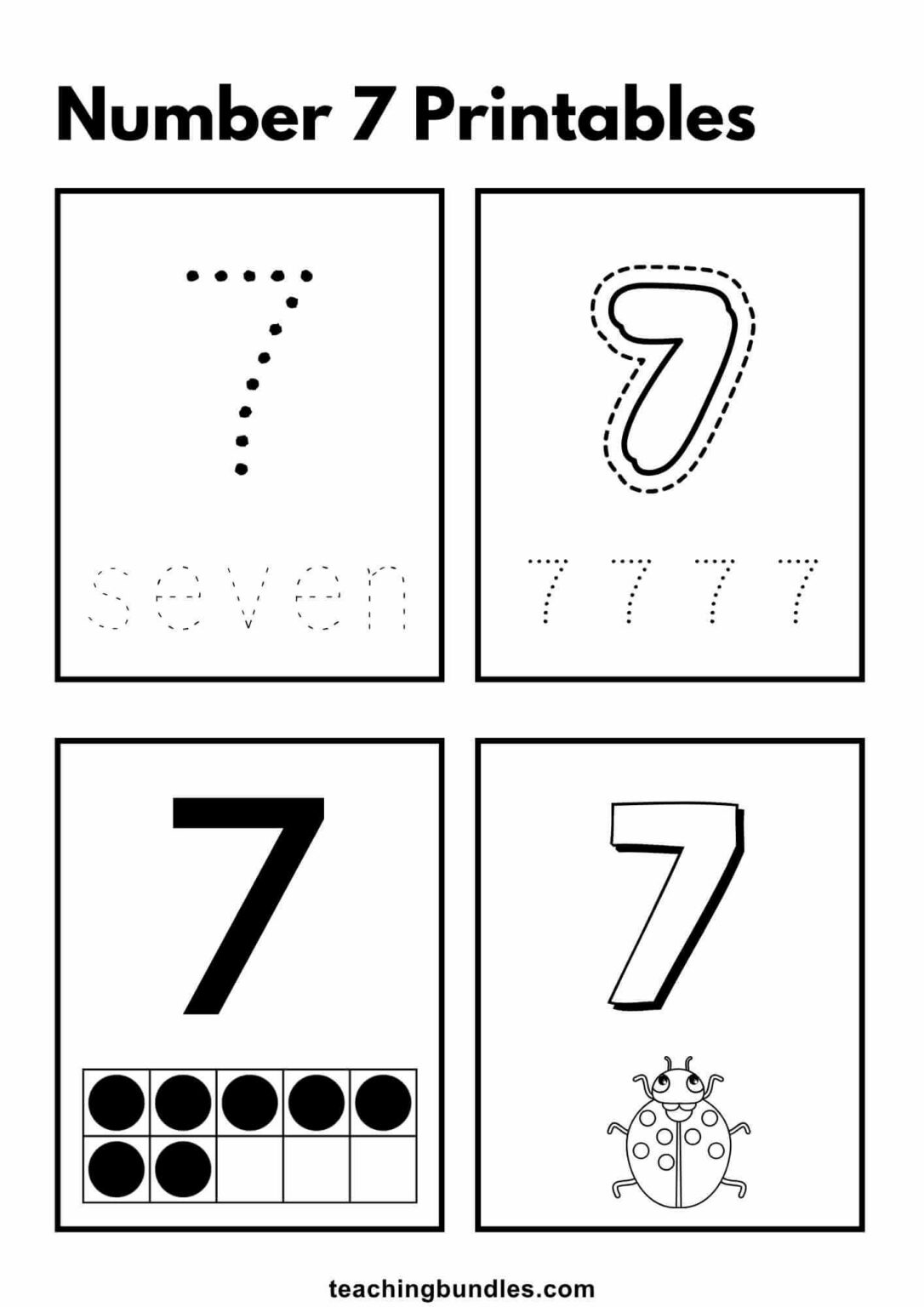 Number 7 Worksheets - Teachingbundles