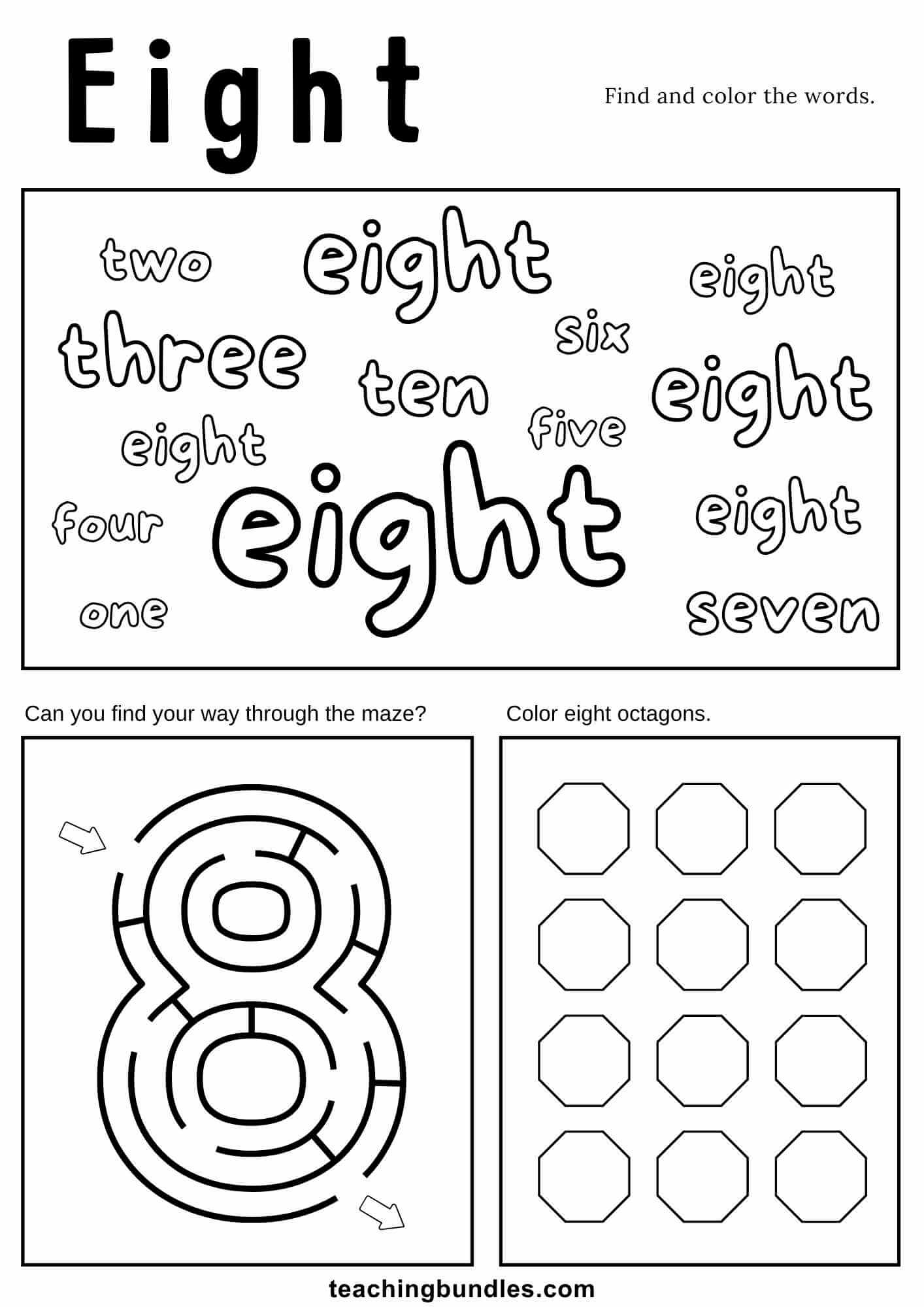 Number 8 Worksheets - Teachingbundles