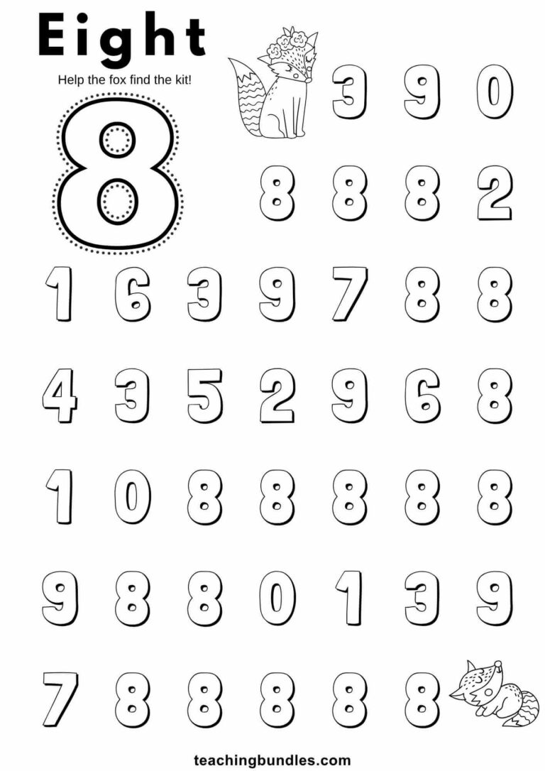 Number 8 Worksheets - Teachingbundles