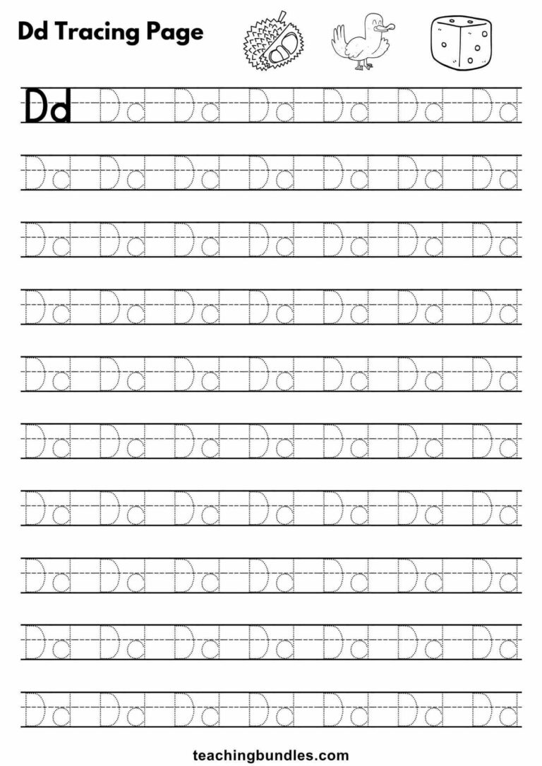 Letter D Tracing Worksheets - Teachingbundles