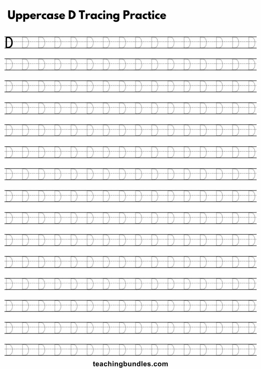 Letter D Tracing Worksheets - Teachingbundles