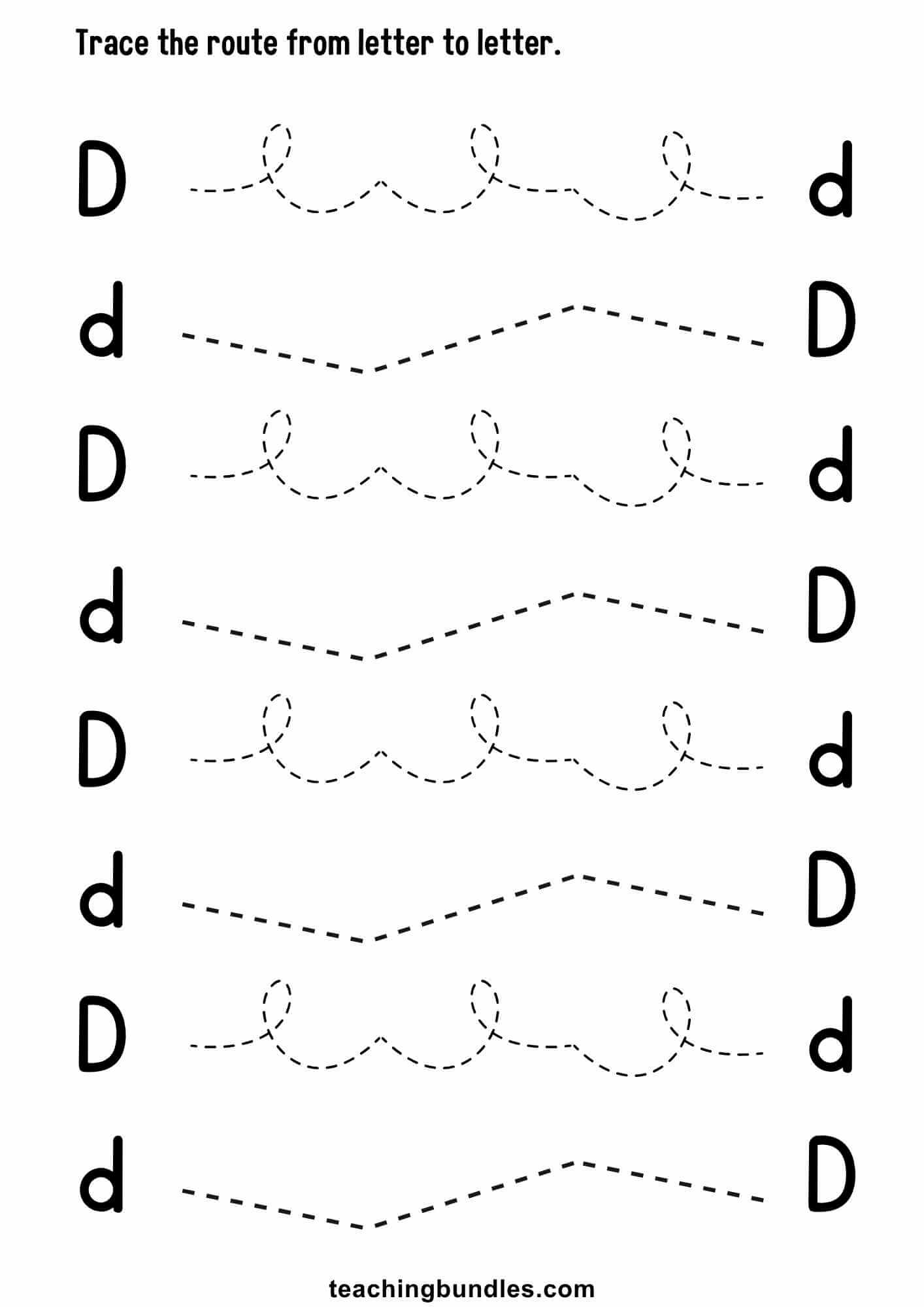 Letter D Tracing Worksheets - Teachingbundles