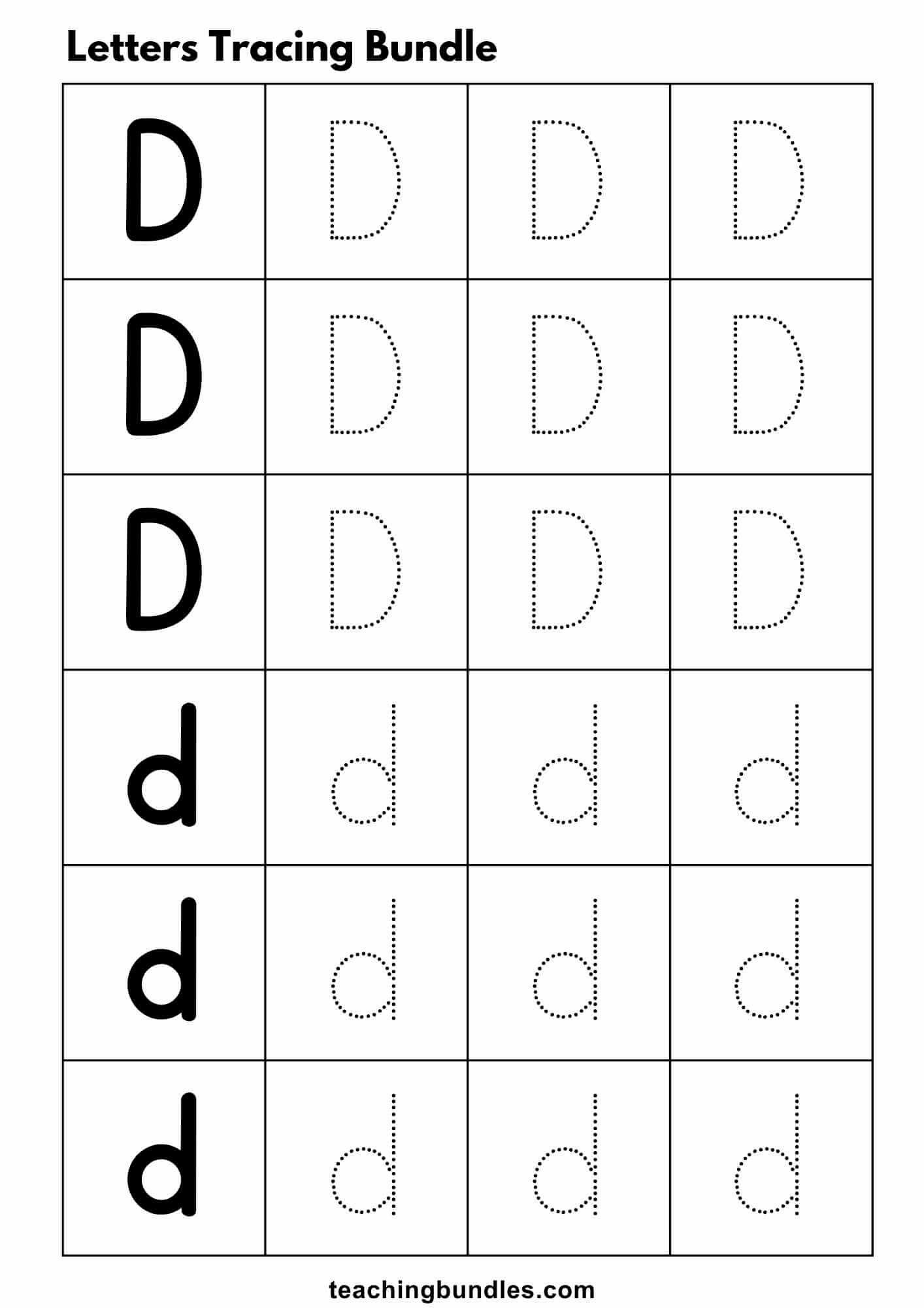 Letter D Tracing Worksheets - Teachingbundles