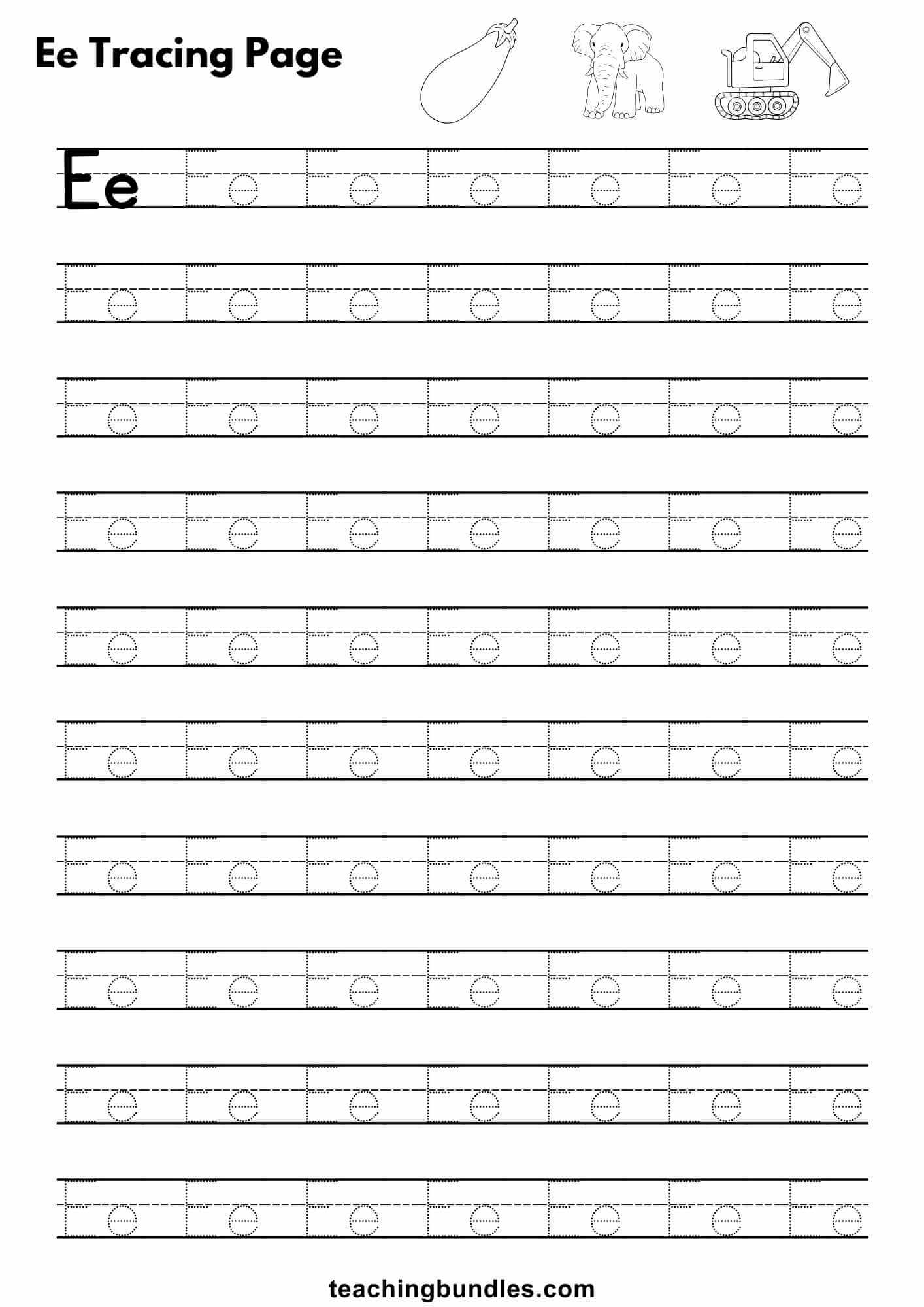 Letter E Tracing Worksheets - Teachingbundles