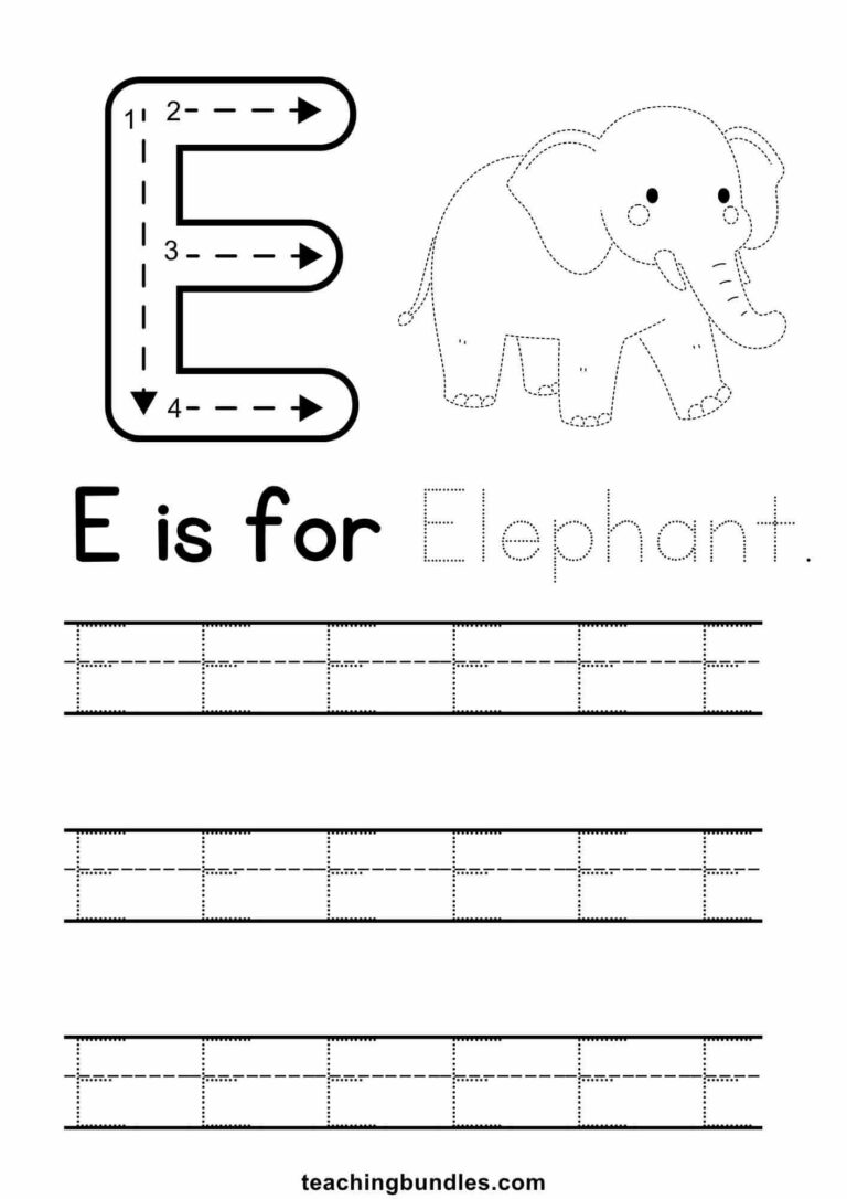 Letter E Tracing Worksheets - Teachingbundles