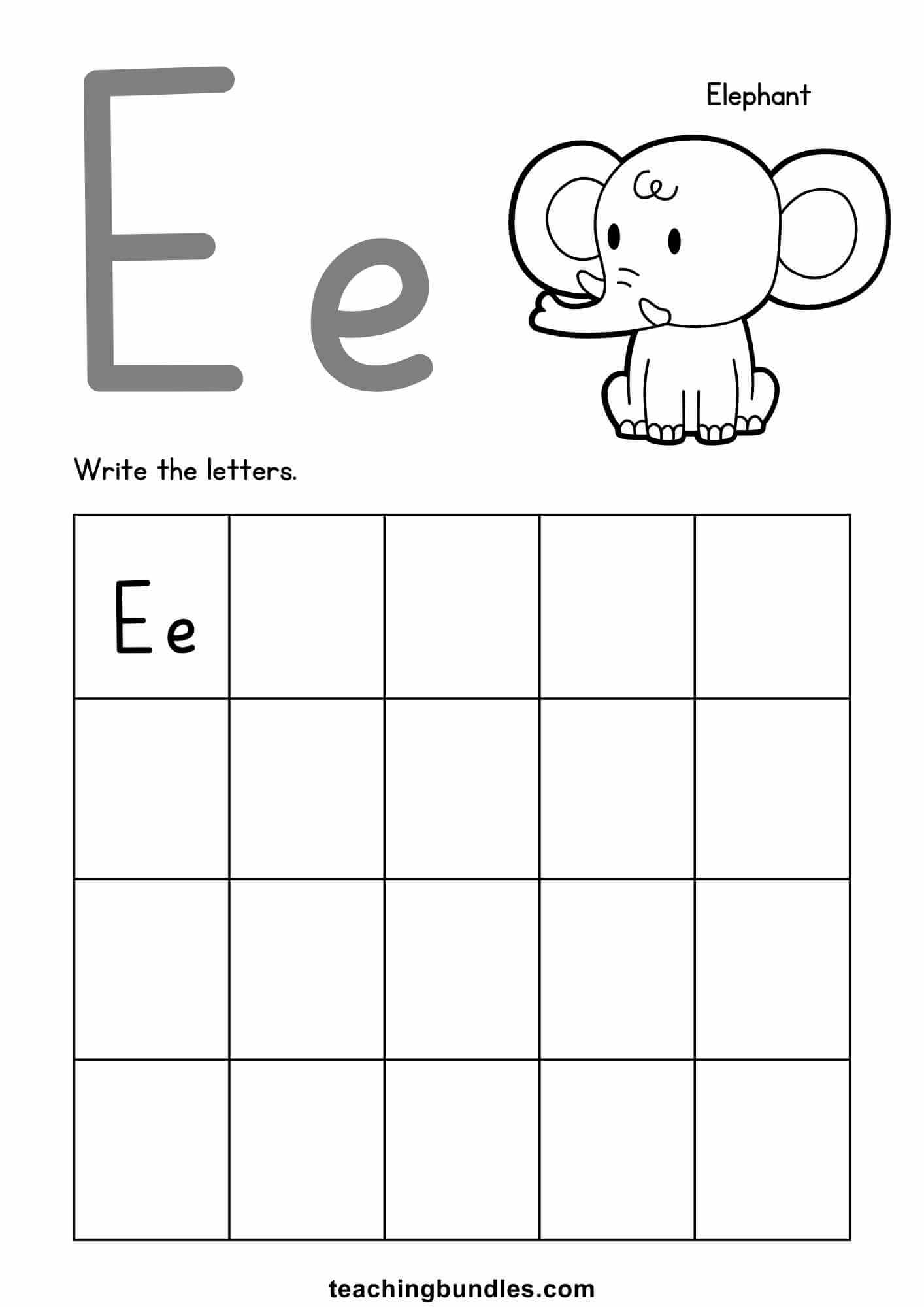 Letter E Tracing Worksheets - Teachingbundles