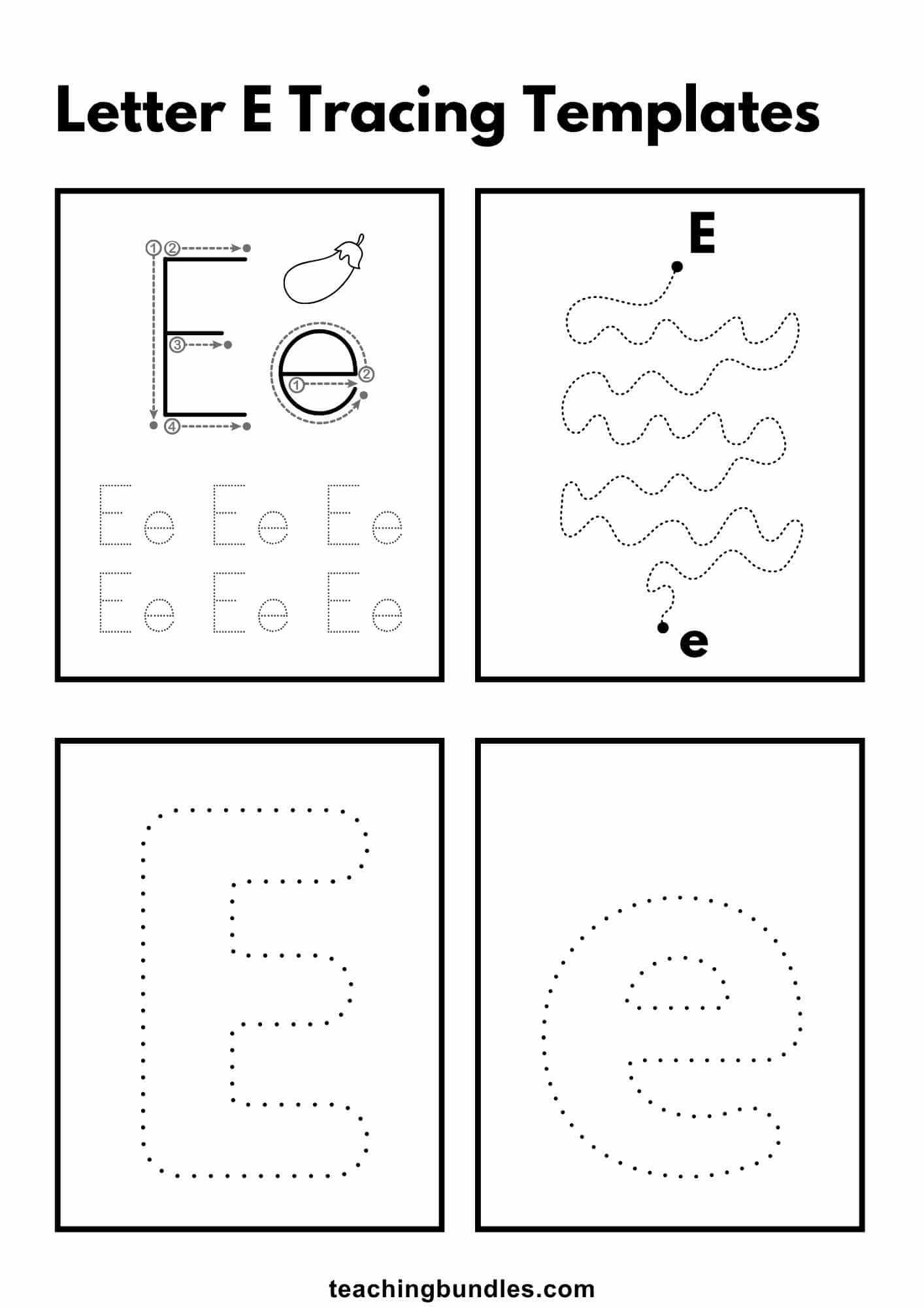 Letter E Tracing Worksheets - Teachingbundles