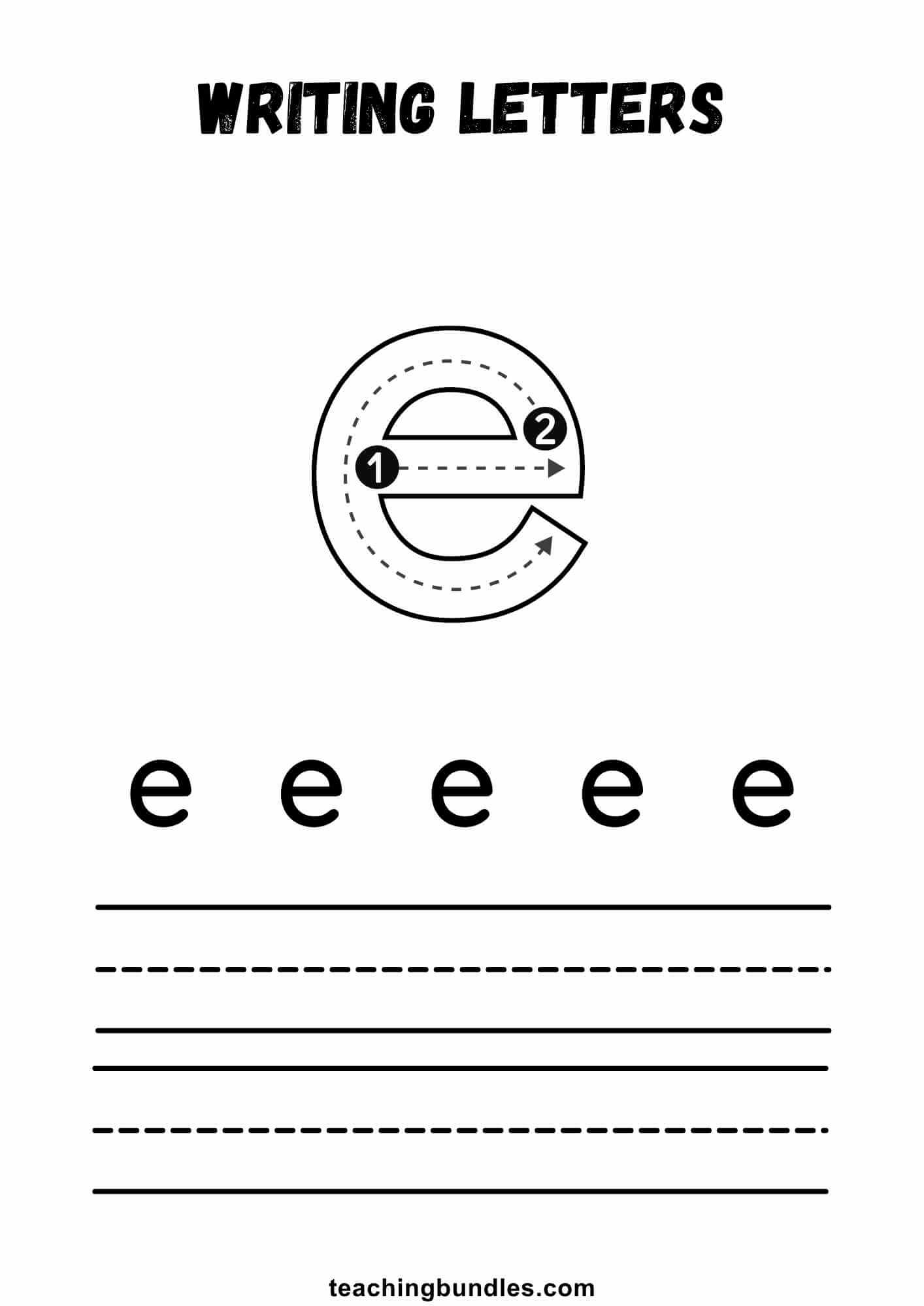 Letter E Tracing Worksheets - Teachingbundles
