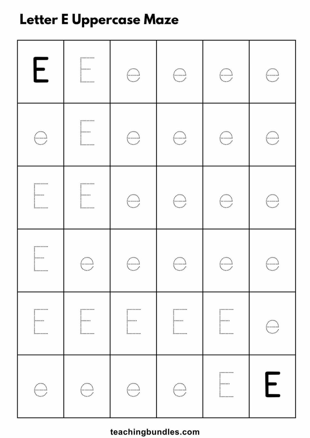 Letter E Tracing Worksheets - Teachingbundles