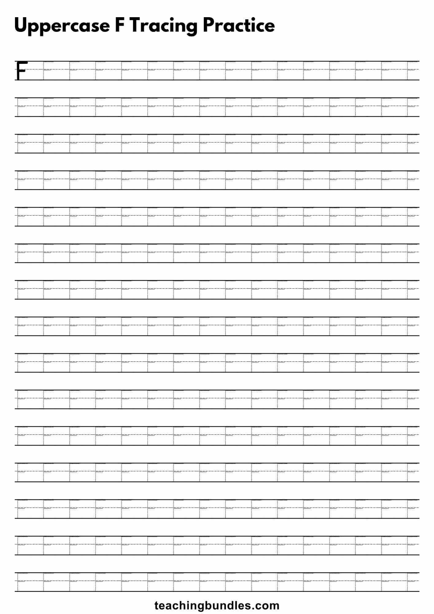 Letter F Tracing Worksheets - Teachingbundles