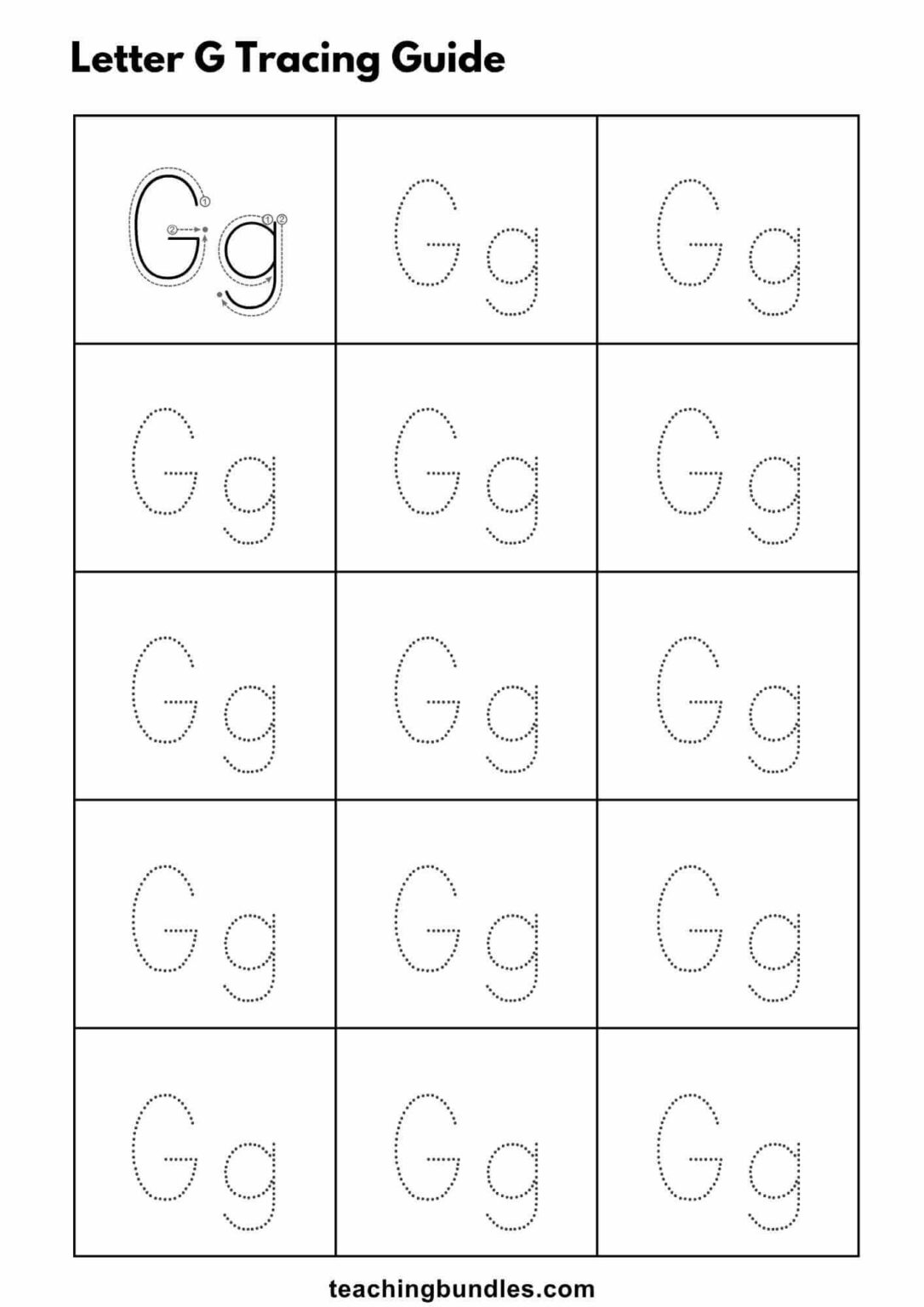 Letter G Tracing Worksheets - Teachingbundles
