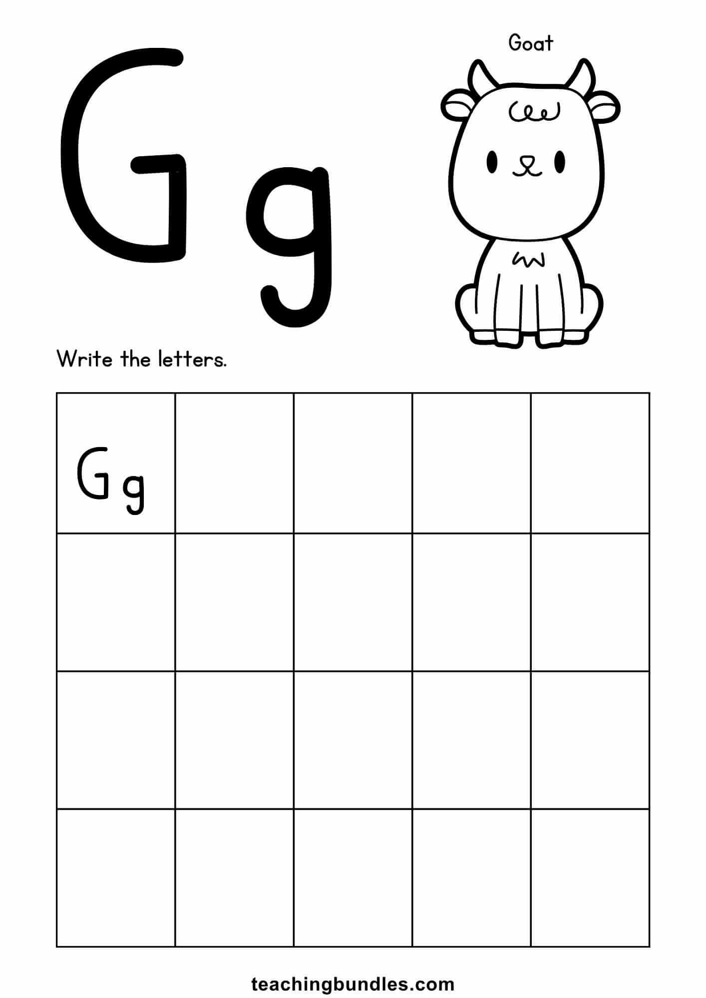 Letter G Tracing Worksheets - Teachingbundles