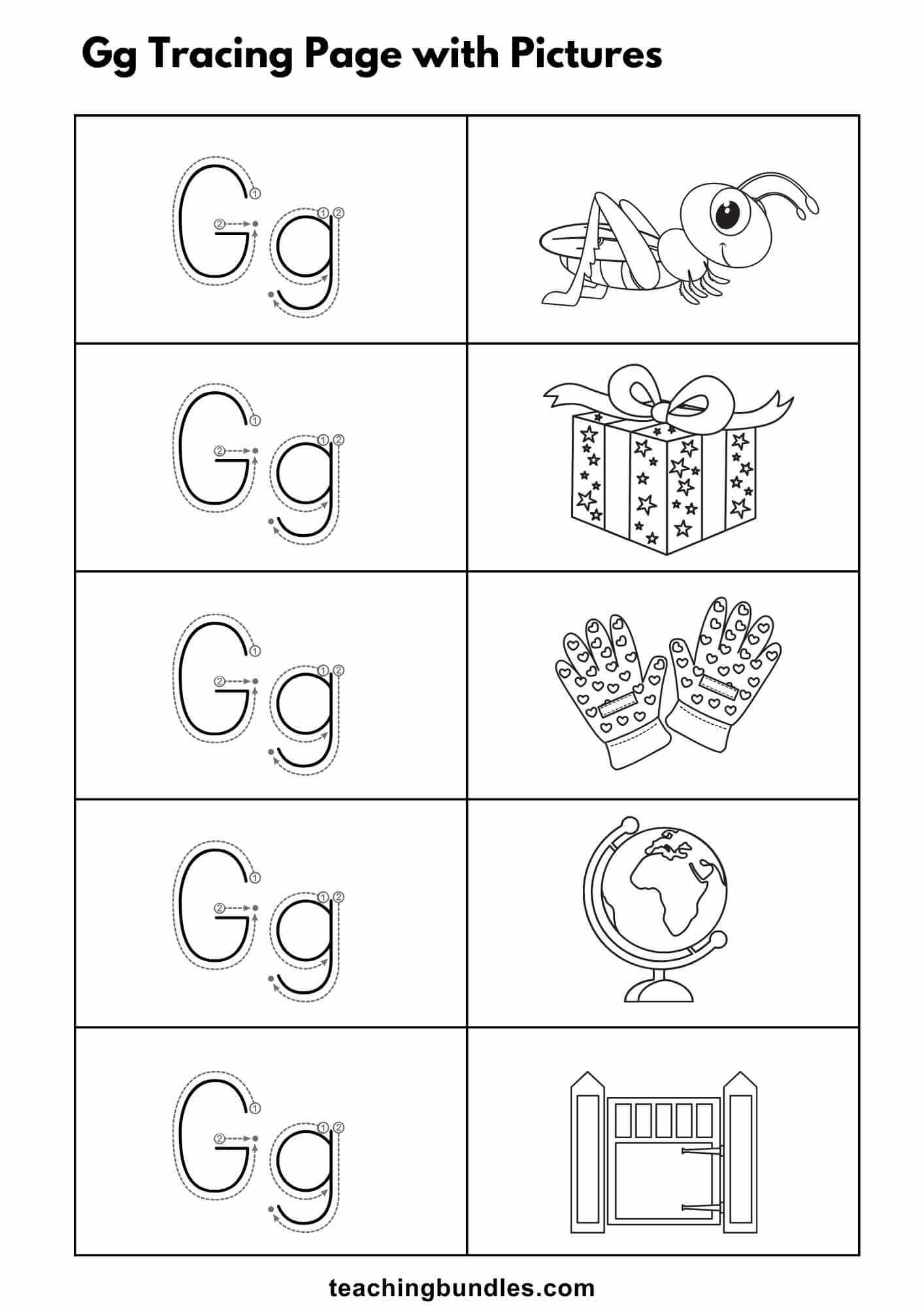 Letter G Tracing Worksheets - Teachingbundles