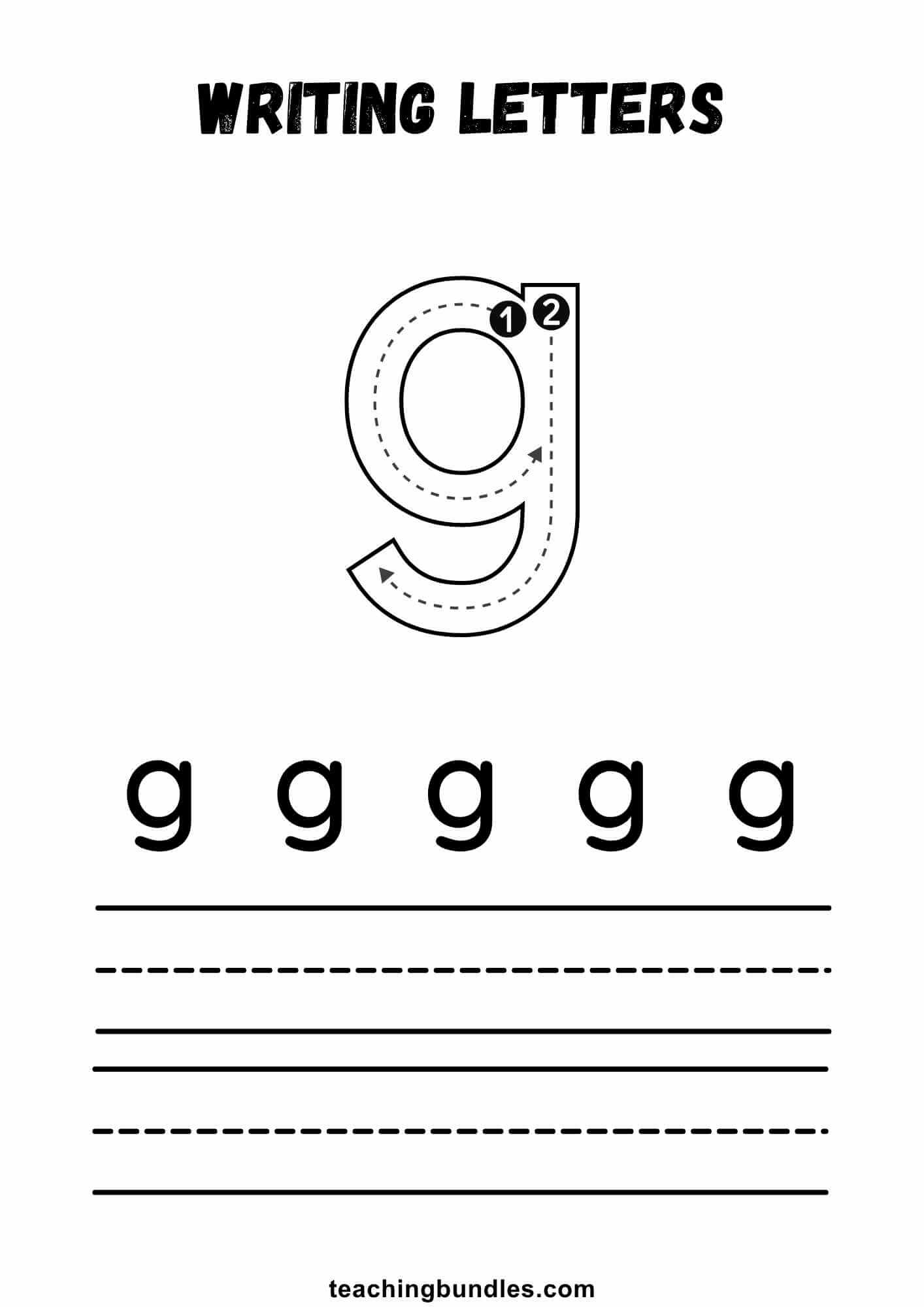 Letter G Tracing Worksheets - Teachingbundles