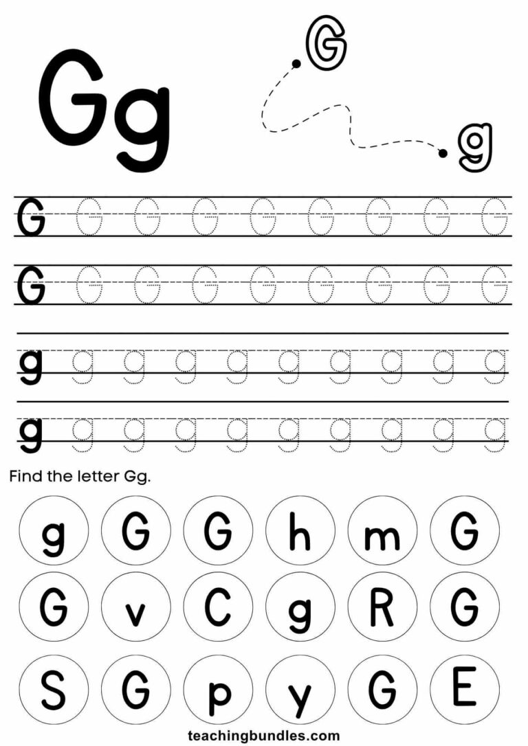 Letter G Tracing Worksheets - Teachingbundles