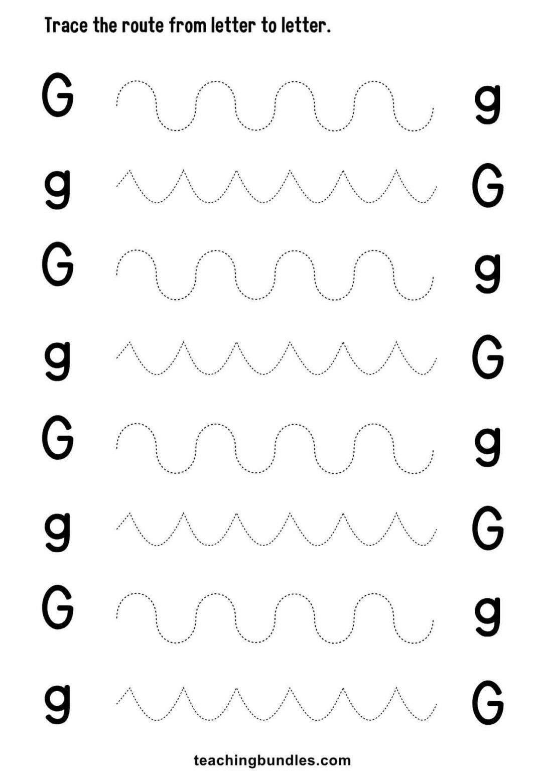 Letter G Tracing Worksheets - Teachingbundles