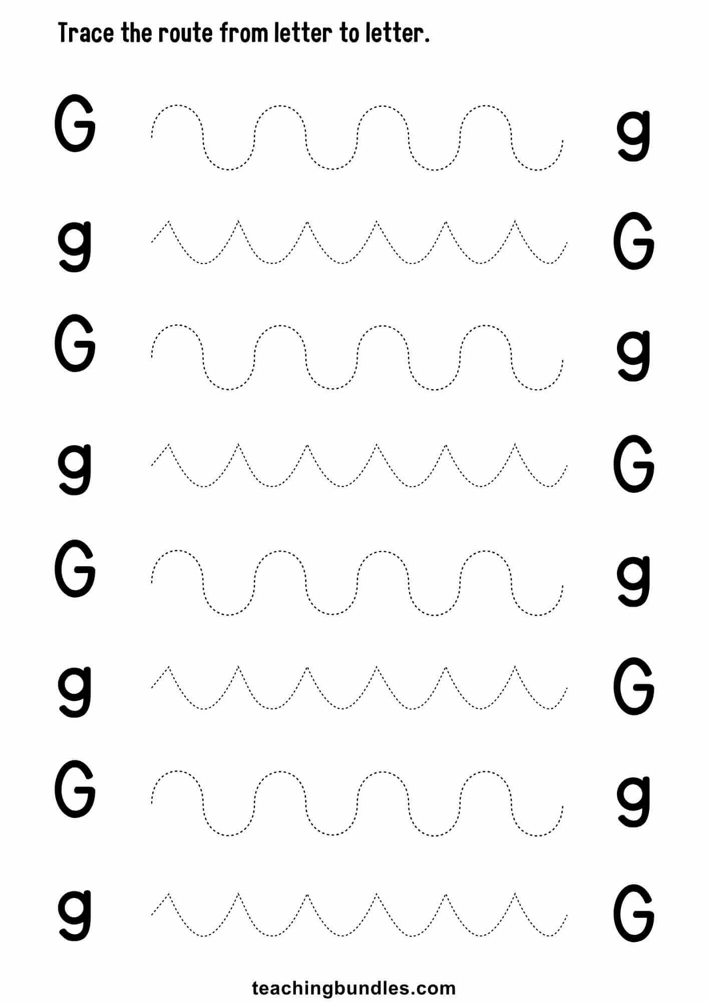 Letter G Tracing Worksheets - Teachingbundles