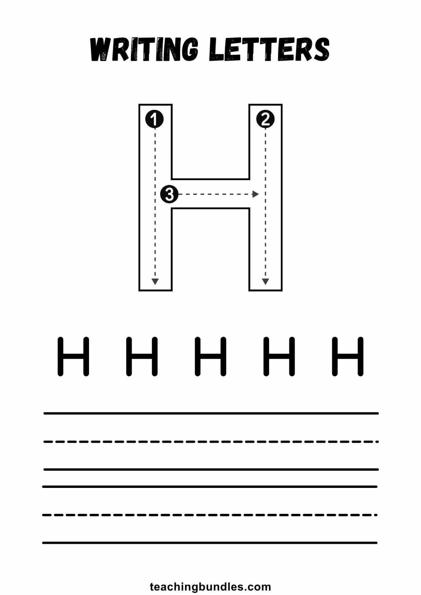 Letter H Tracing Worksheets - Teachingbundles