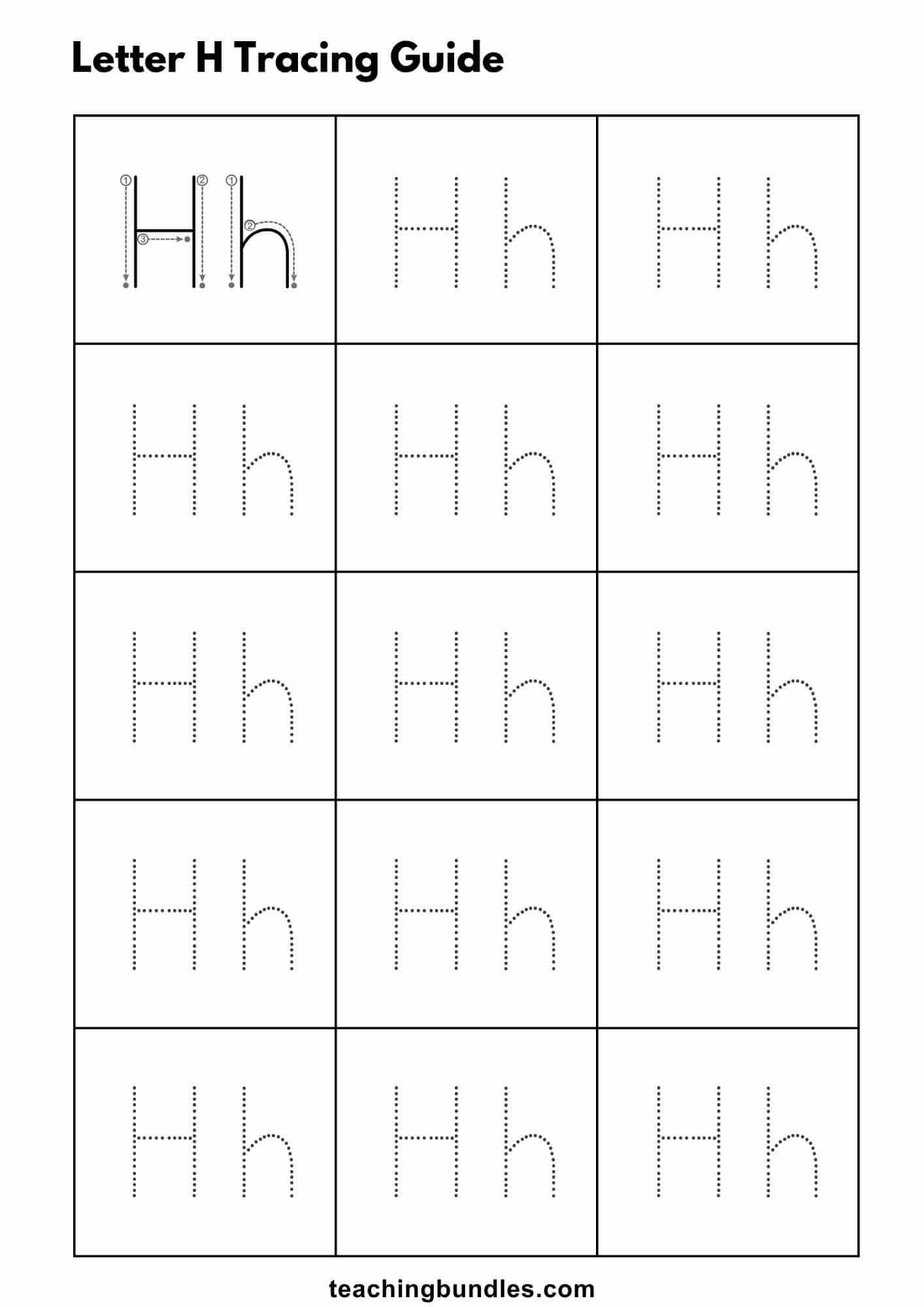 Letter H Tracing Worksheets - Teachingbundles