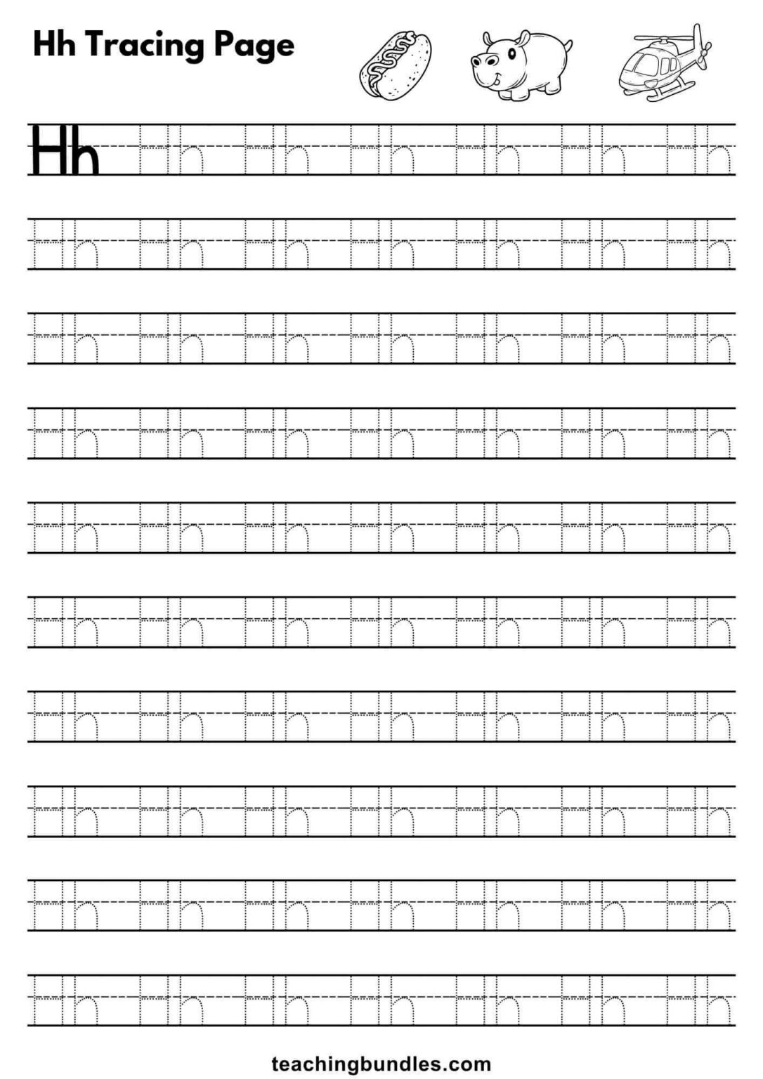 Letter H Tracing Worksheets - Teachingbundles