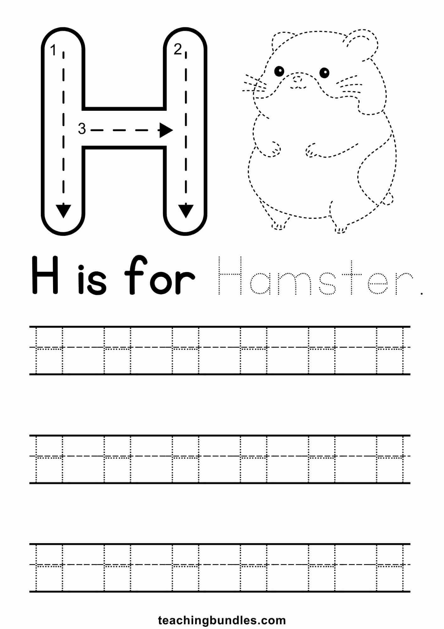 Letter H Tracing Worksheets - Teachingbundles