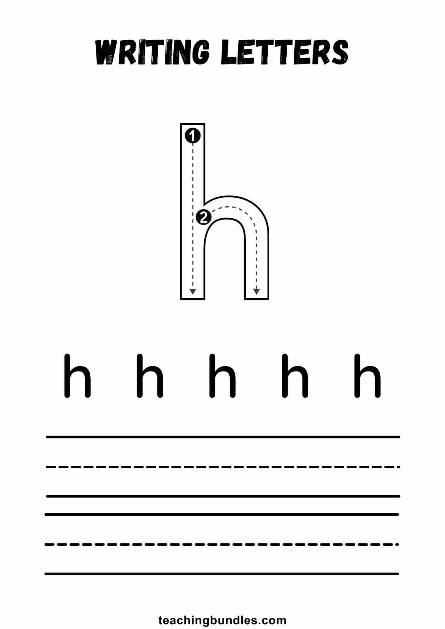 Letter H Tracing Worksheets - Teachingbundles