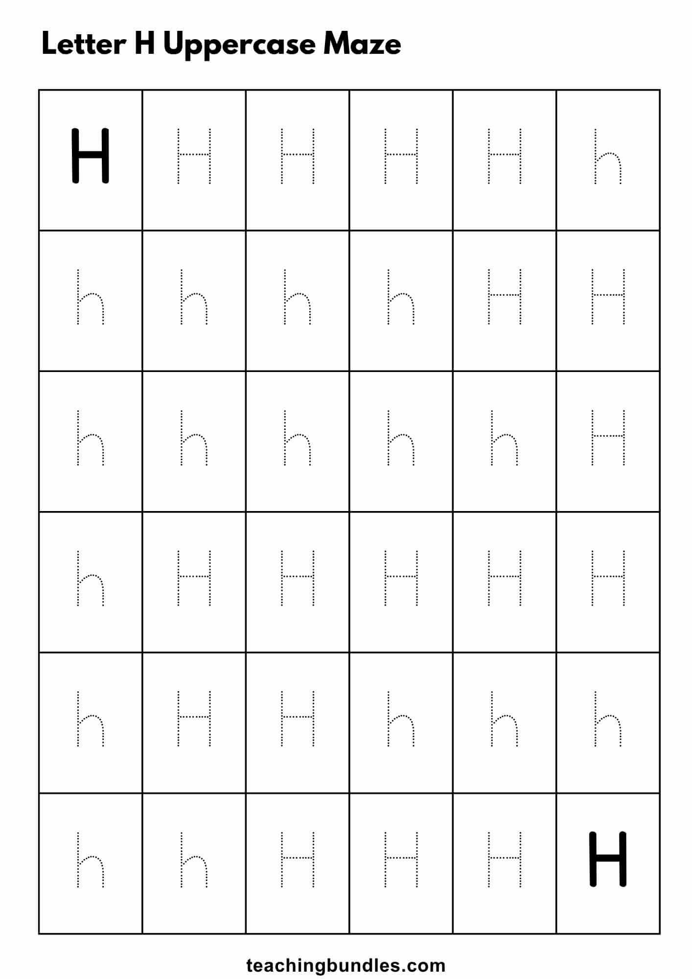 Letter H Tracing Worksheets - Teachingbundles
