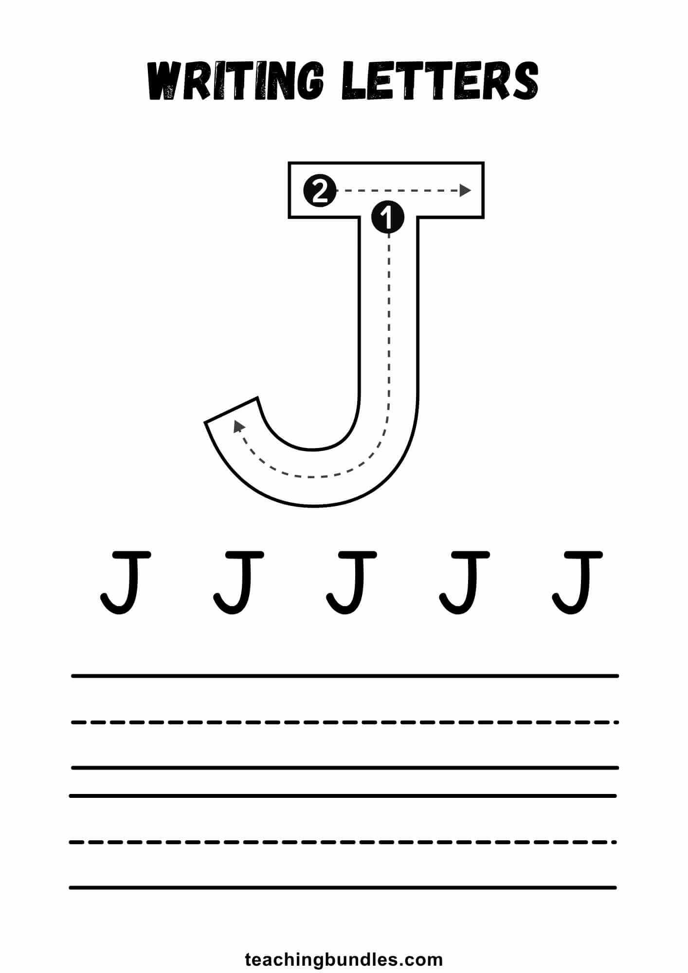 Letter J Tracing Worksheets - Teachingbundles
