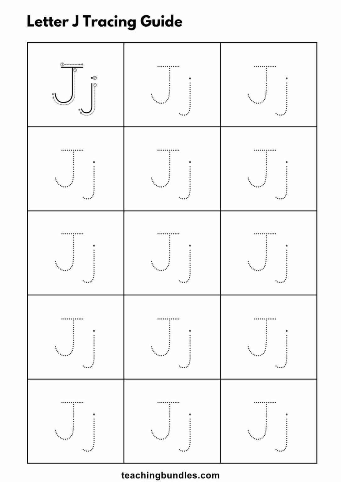 Letter J Tracing Worksheets - Teachingbundles