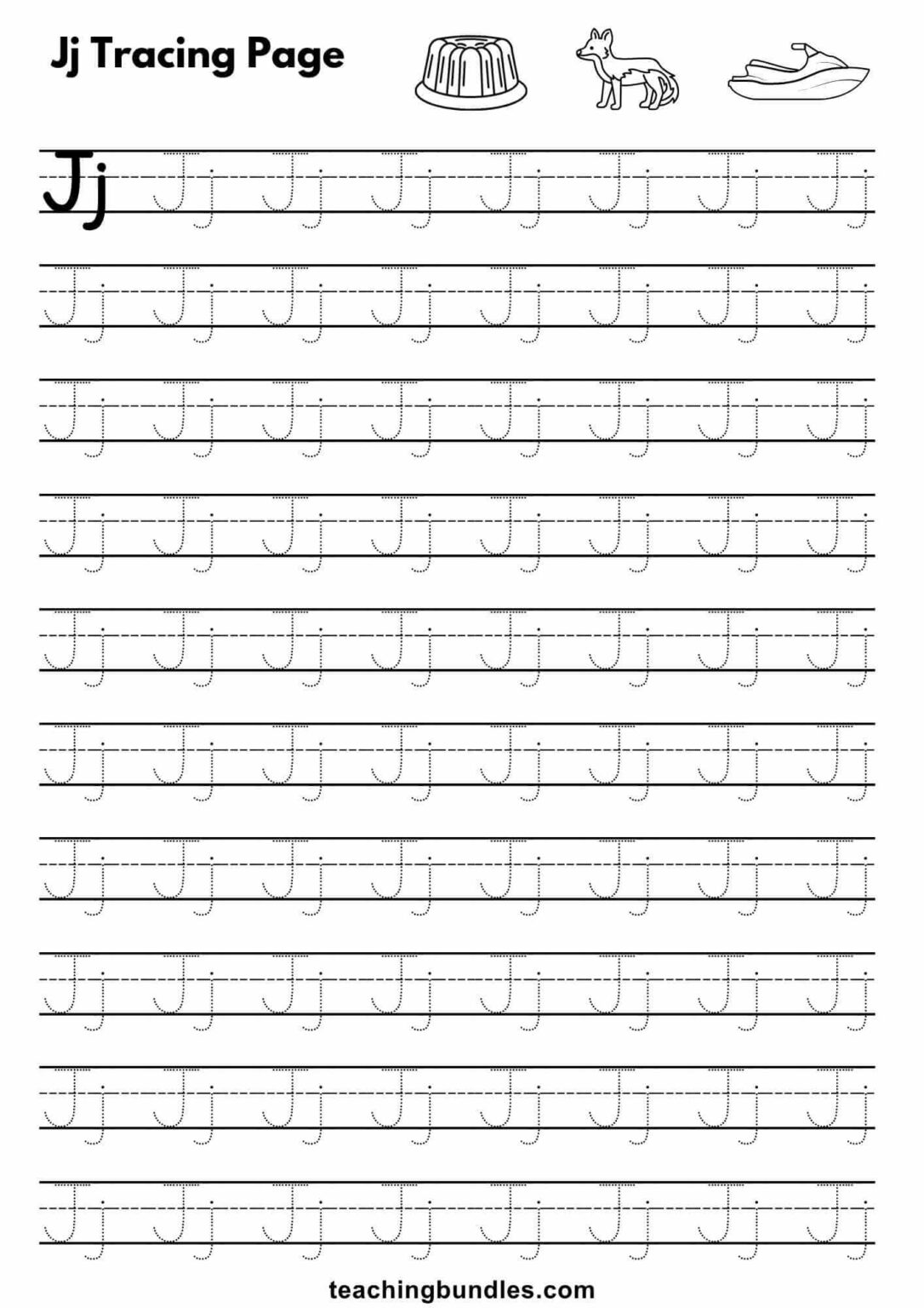 Letter J Tracing Worksheets - Teachingbundles