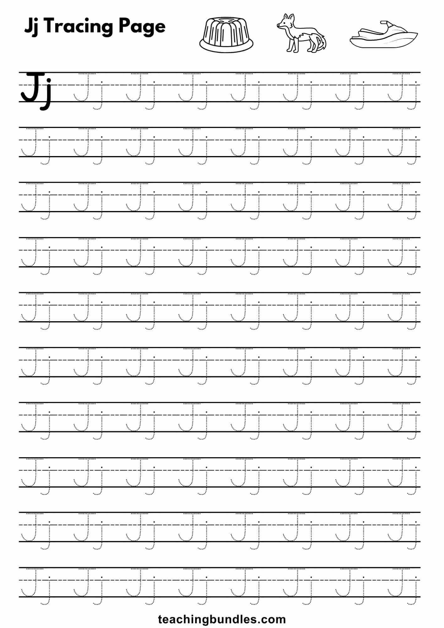 Letter J Tracing Worksheets - Teachingbundles