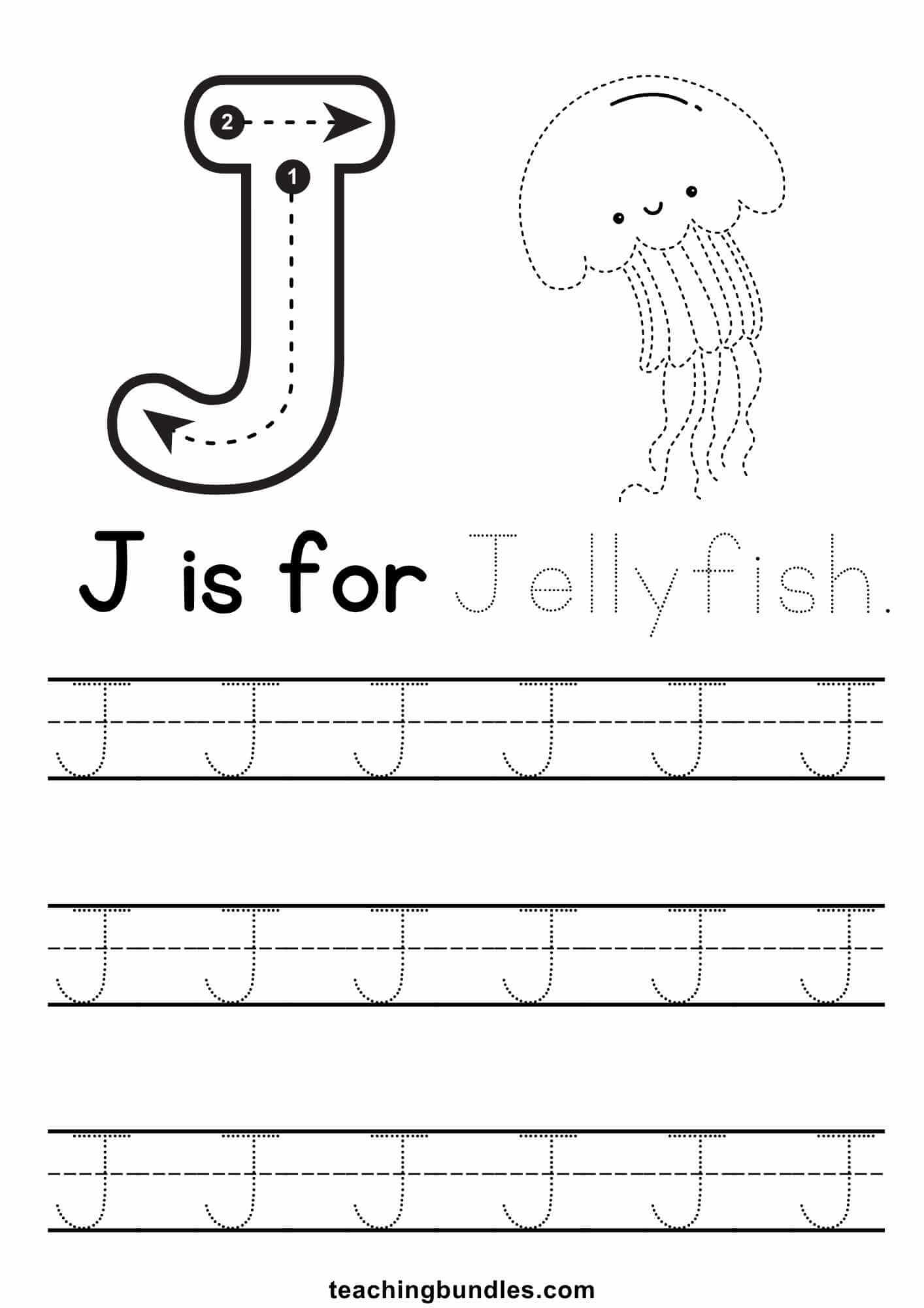 Letter J Tracing Worksheets - Teachingbundles
