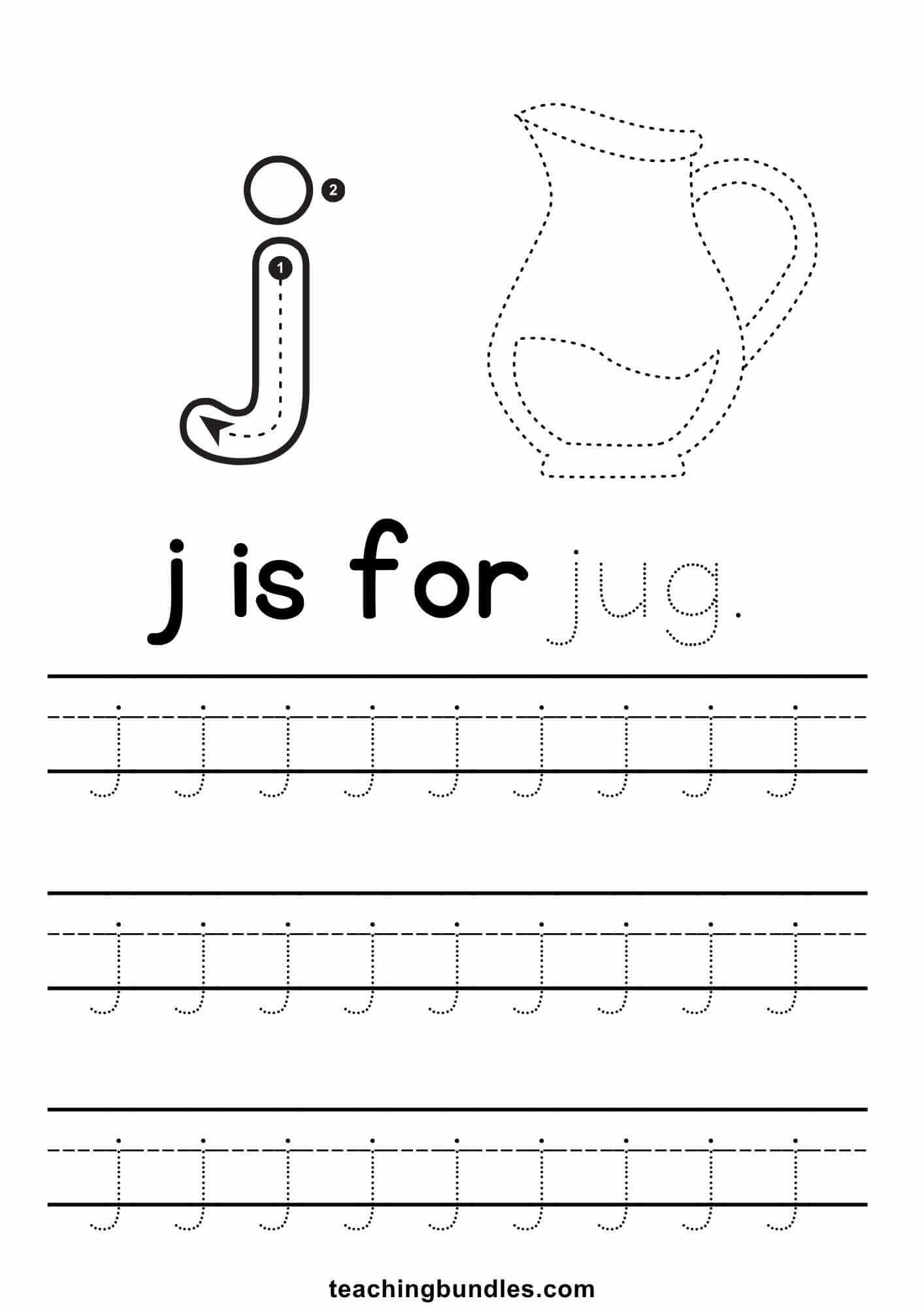Letter J Tracing Worksheets - Teachingbundles