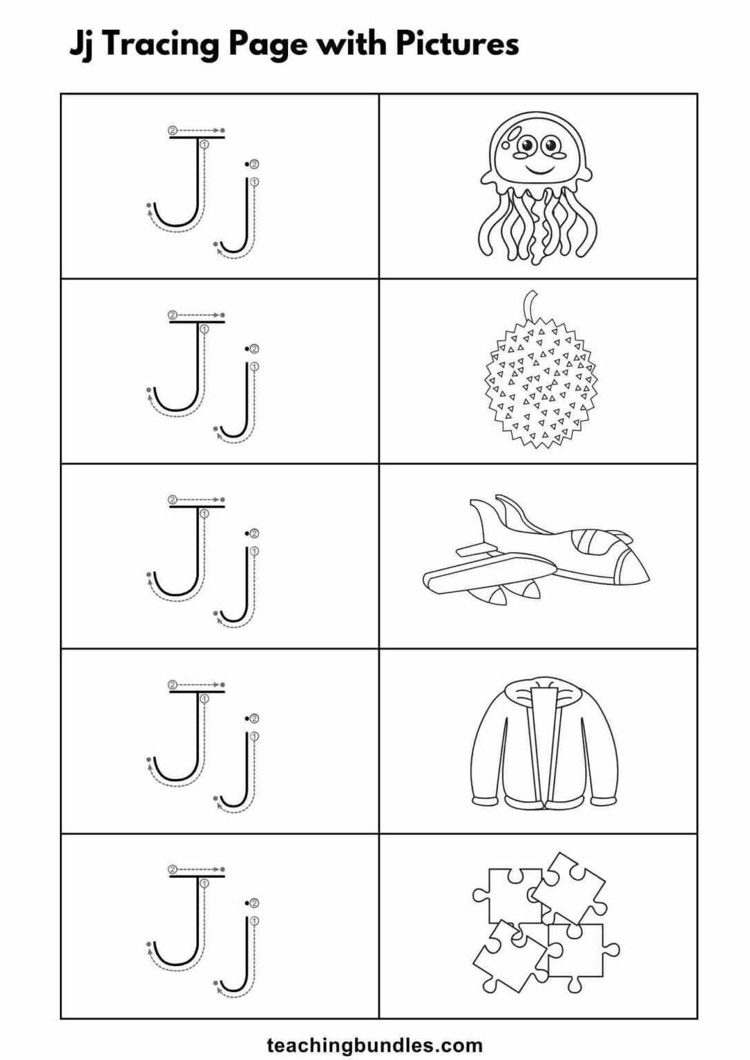 Letter J Tracing Worksheets - Teachingbundles