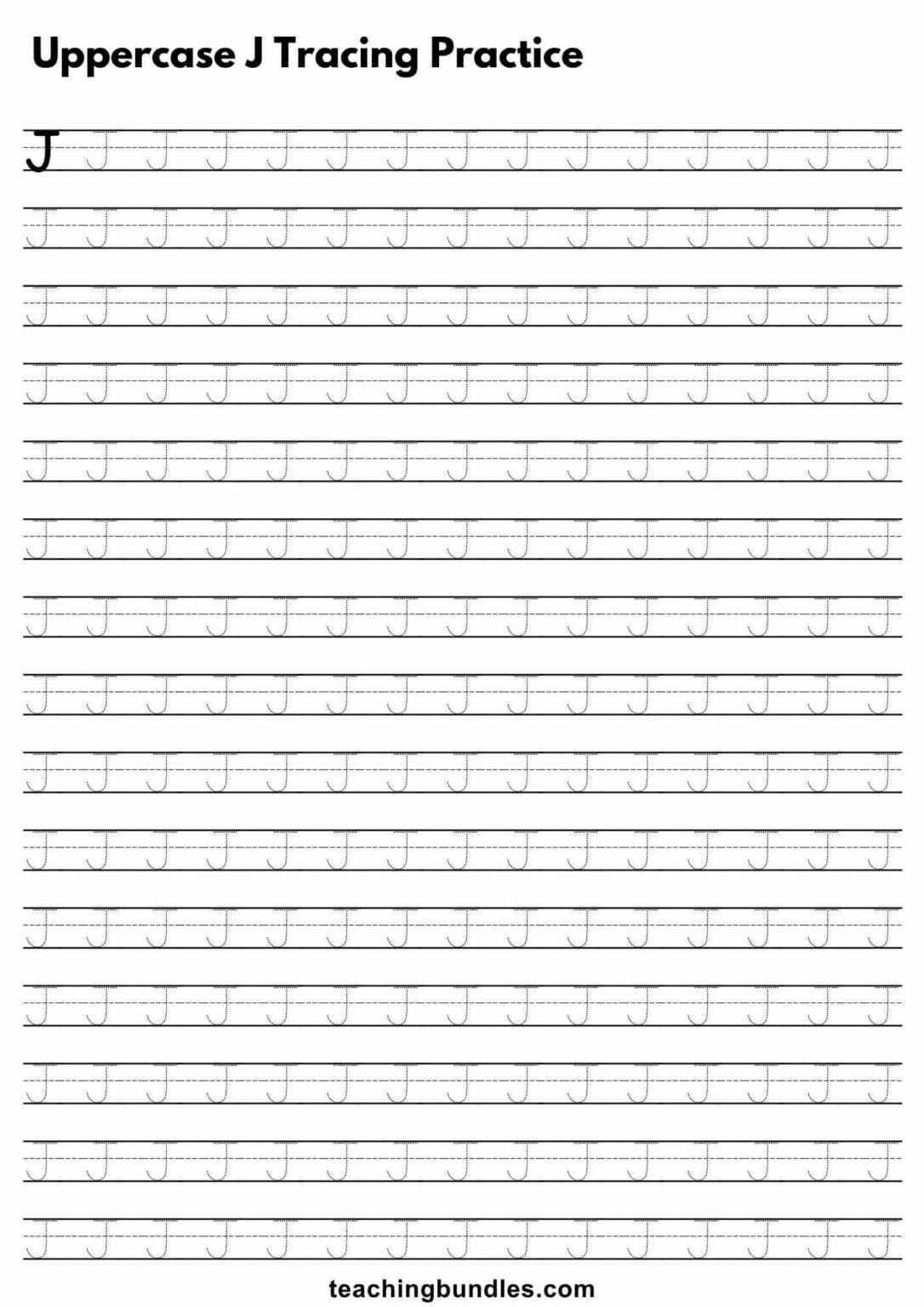 Letter J Tracing Worksheets - Teachingbundles