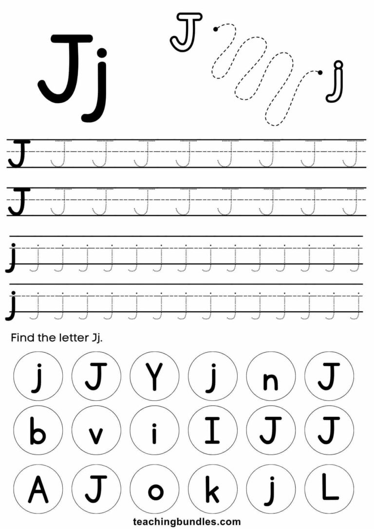 Letter J Tracing Worksheets - Teachingbundles