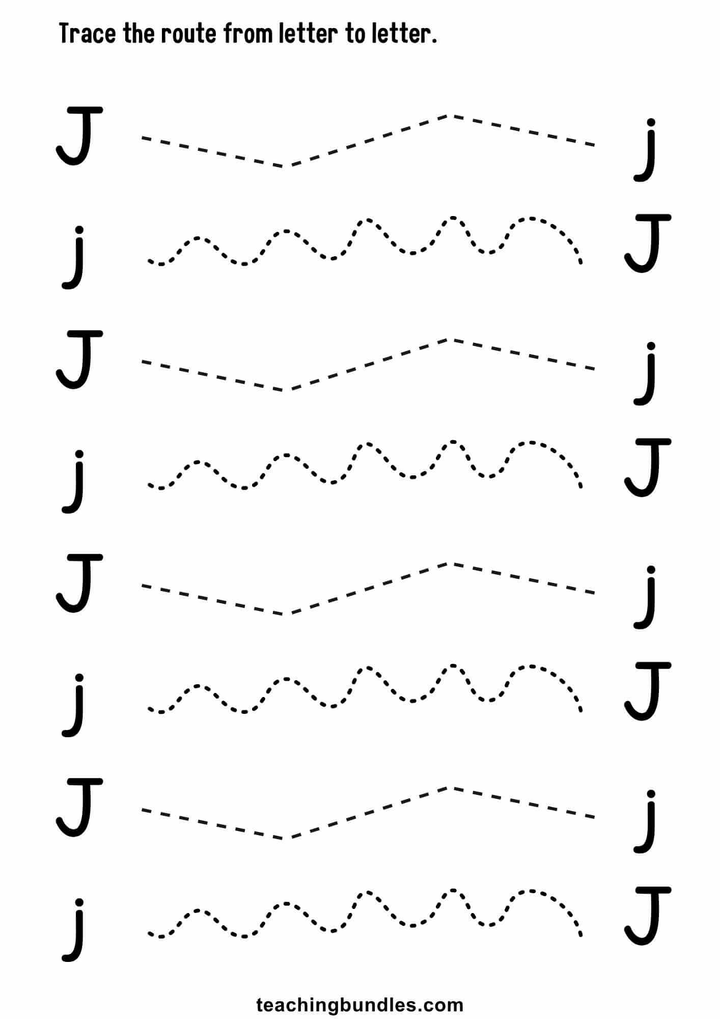 Letter J Tracing Worksheets - Teachingbundles