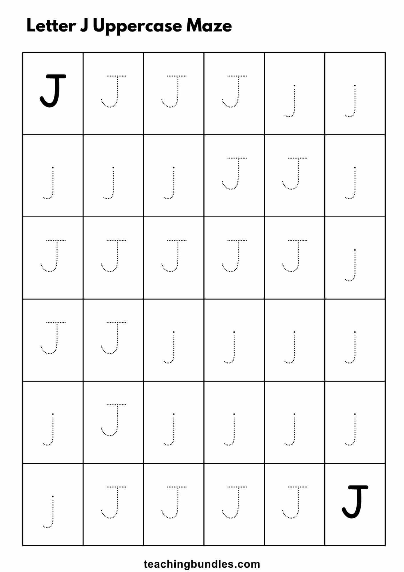 Letter J Tracing Worksheets - Teachingbundles