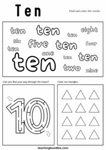 Number 10 Worksheets - Teachingbundles