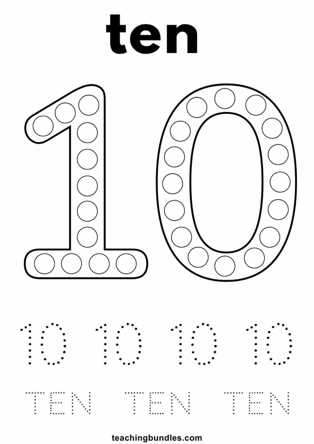 Number 10 Worksheets - Teachingbundles