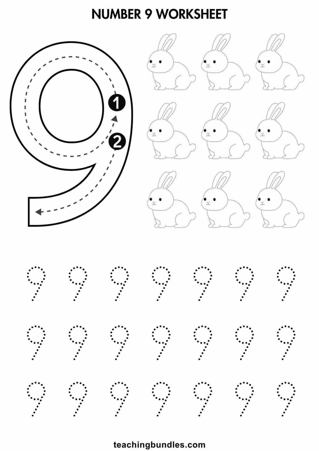 Number 9 Worksheets - Teachingbundles