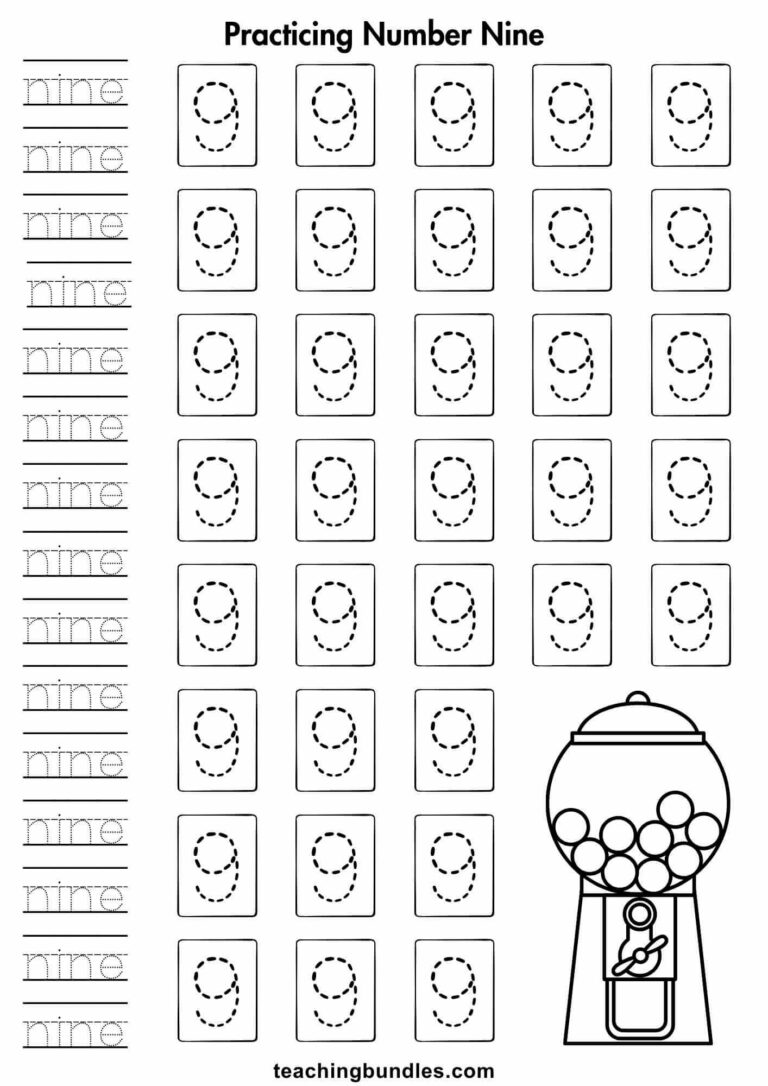 Number 9 Worksheets - Teachingbundles