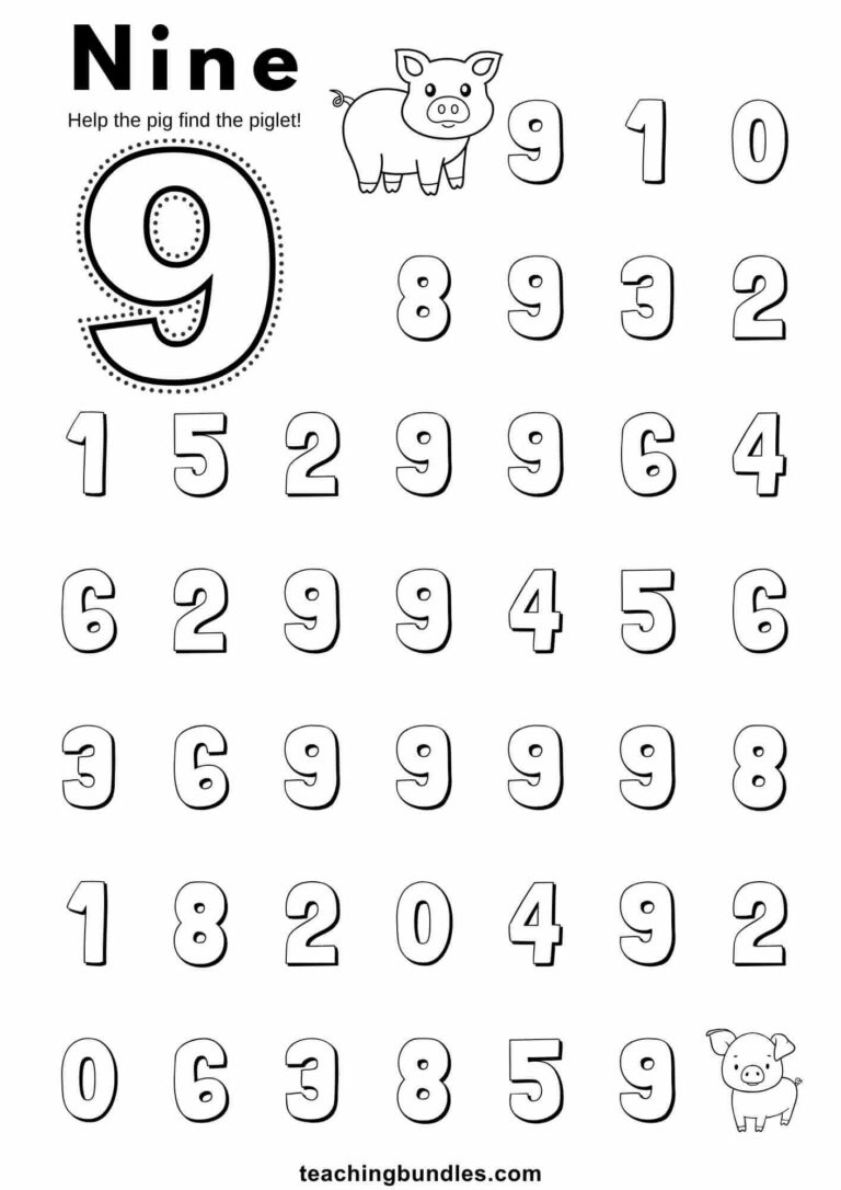 Number 9 Worksheets - Teachingbundles