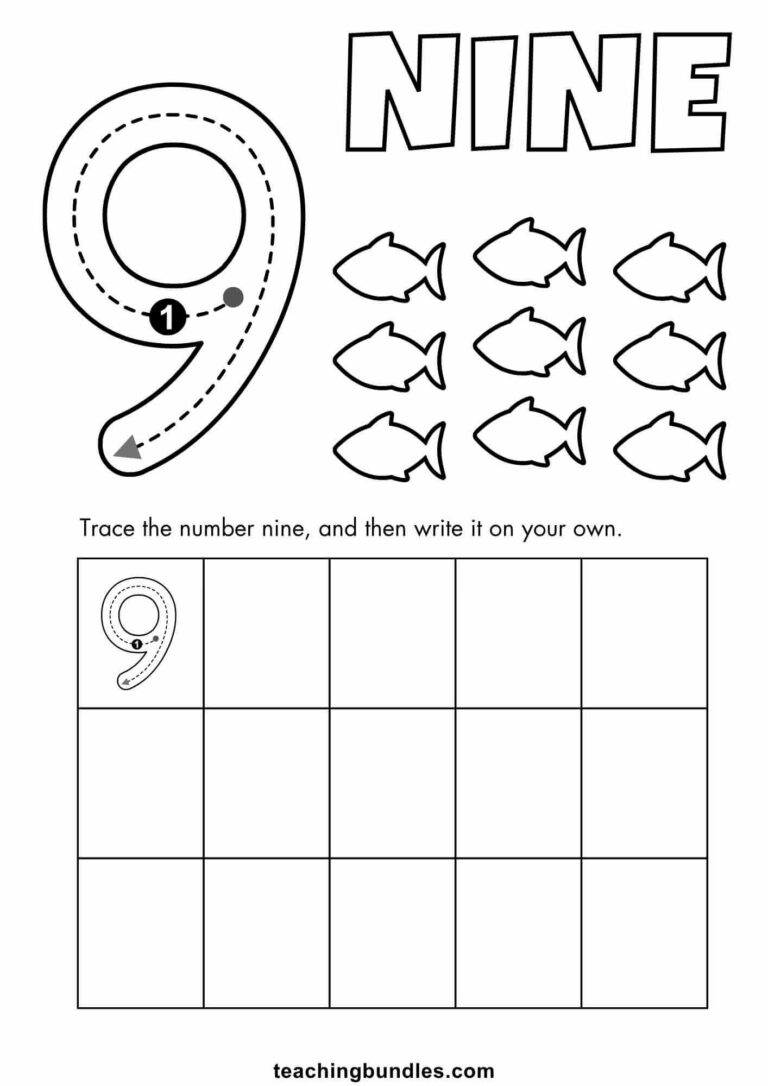 Number 9 Worksheets - Teachingbundles