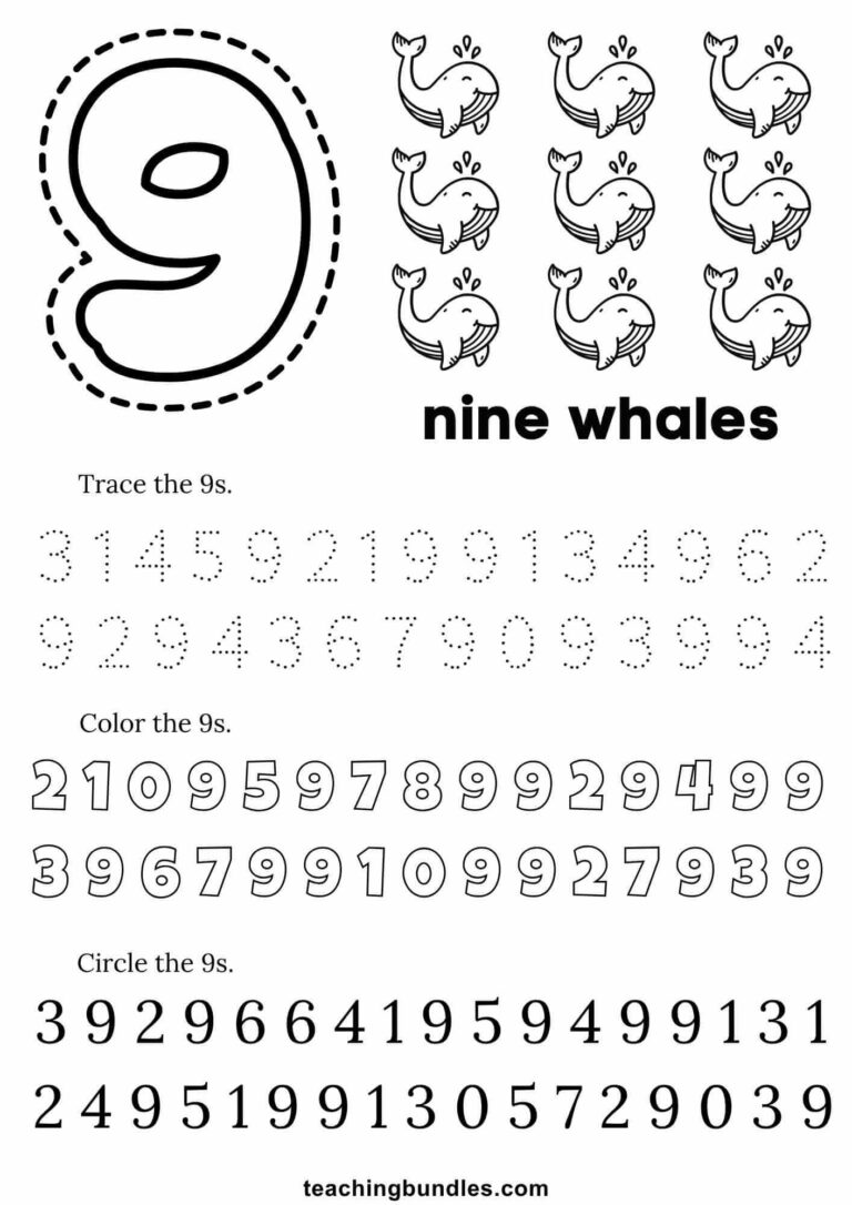 Number 9 Worksheets - Teachingbundles