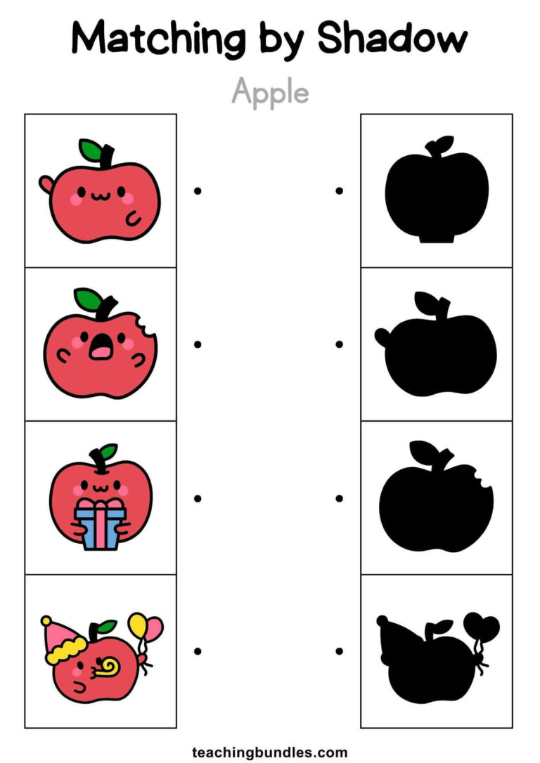 Fall Shadow Matching Worksheets - Teachingbundles