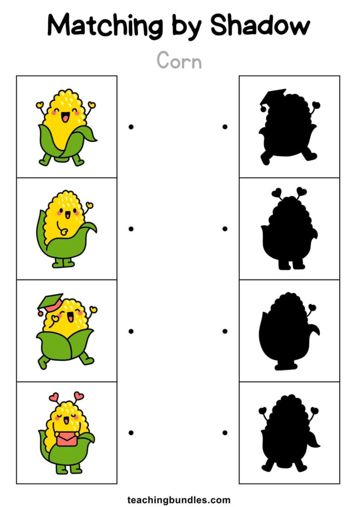 Fall Shadow Matching Worksheets - Teachingbundles