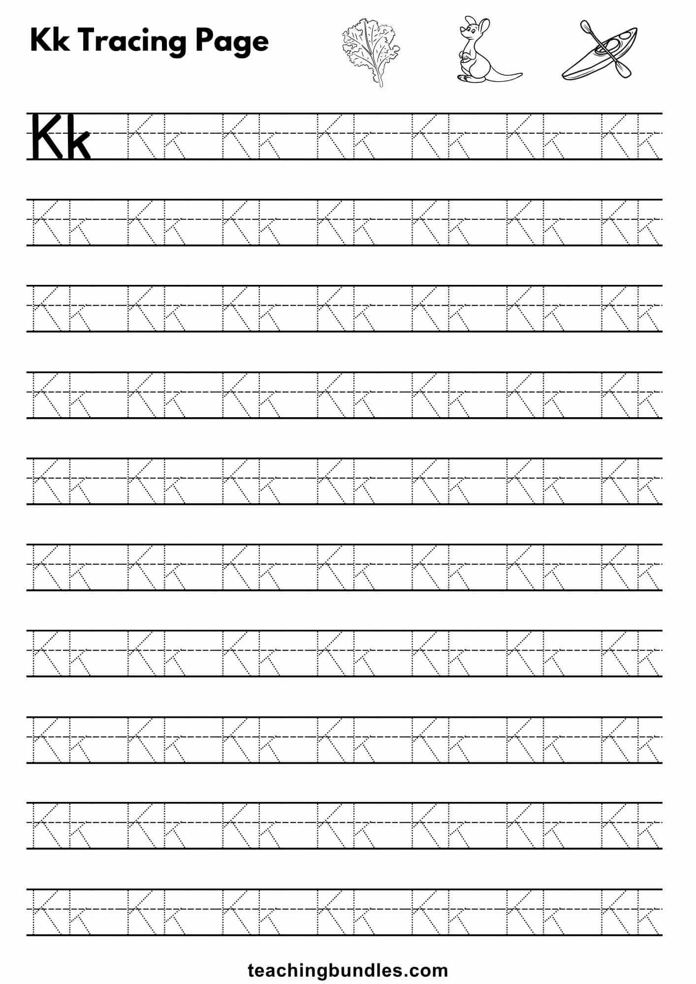 Letter K Tracing Worksheets - Teachingbundles